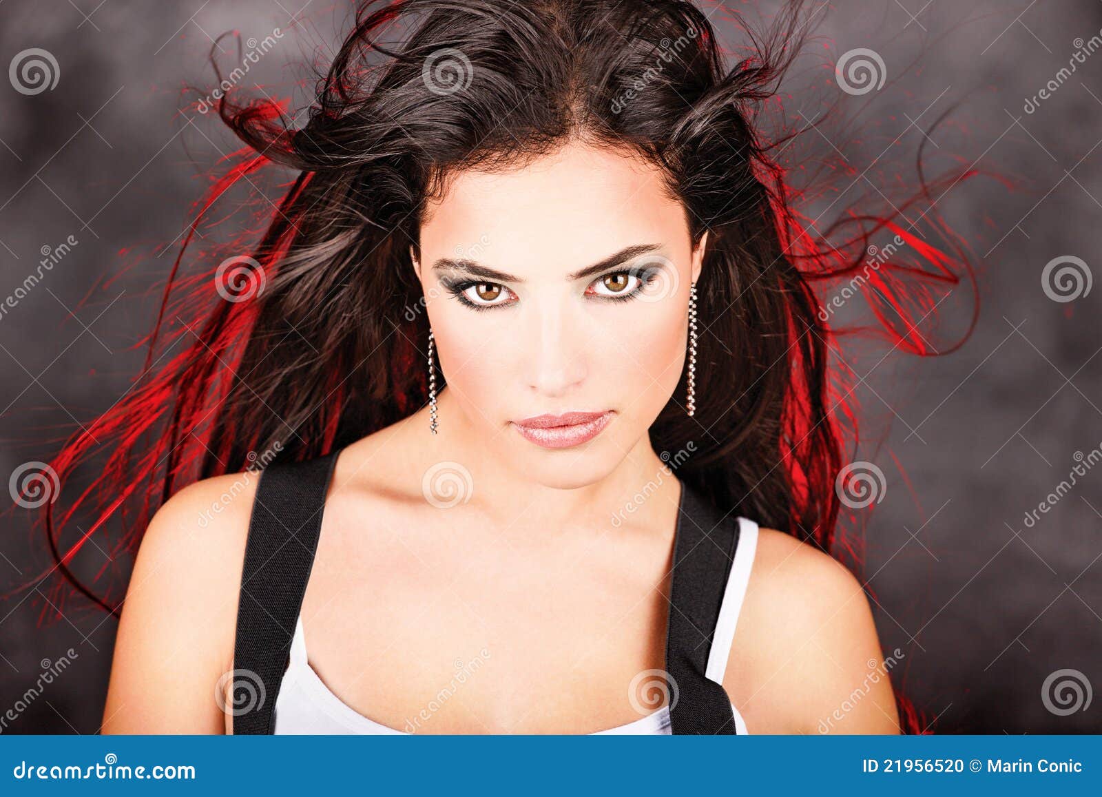 Woman with Red Light Behind Her Hair Stock Photo - Image of woman ...