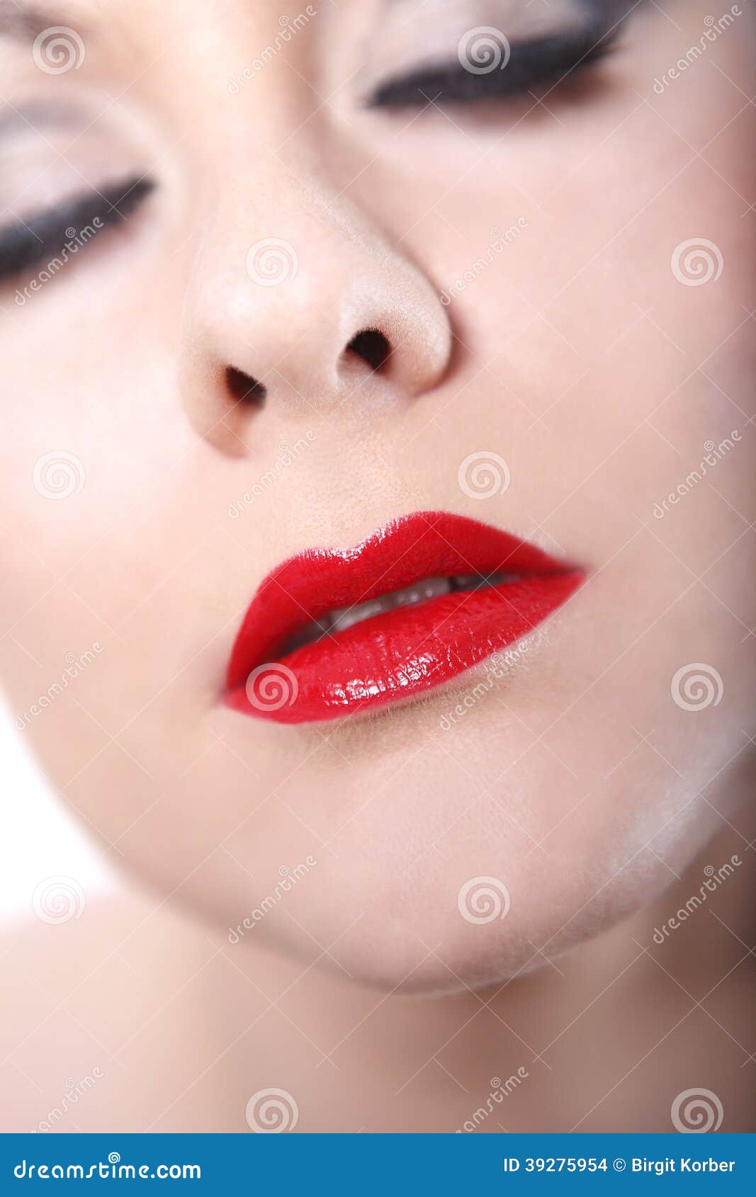 Woman with red lips stock photo. Image of seduction, apricot - 39275954