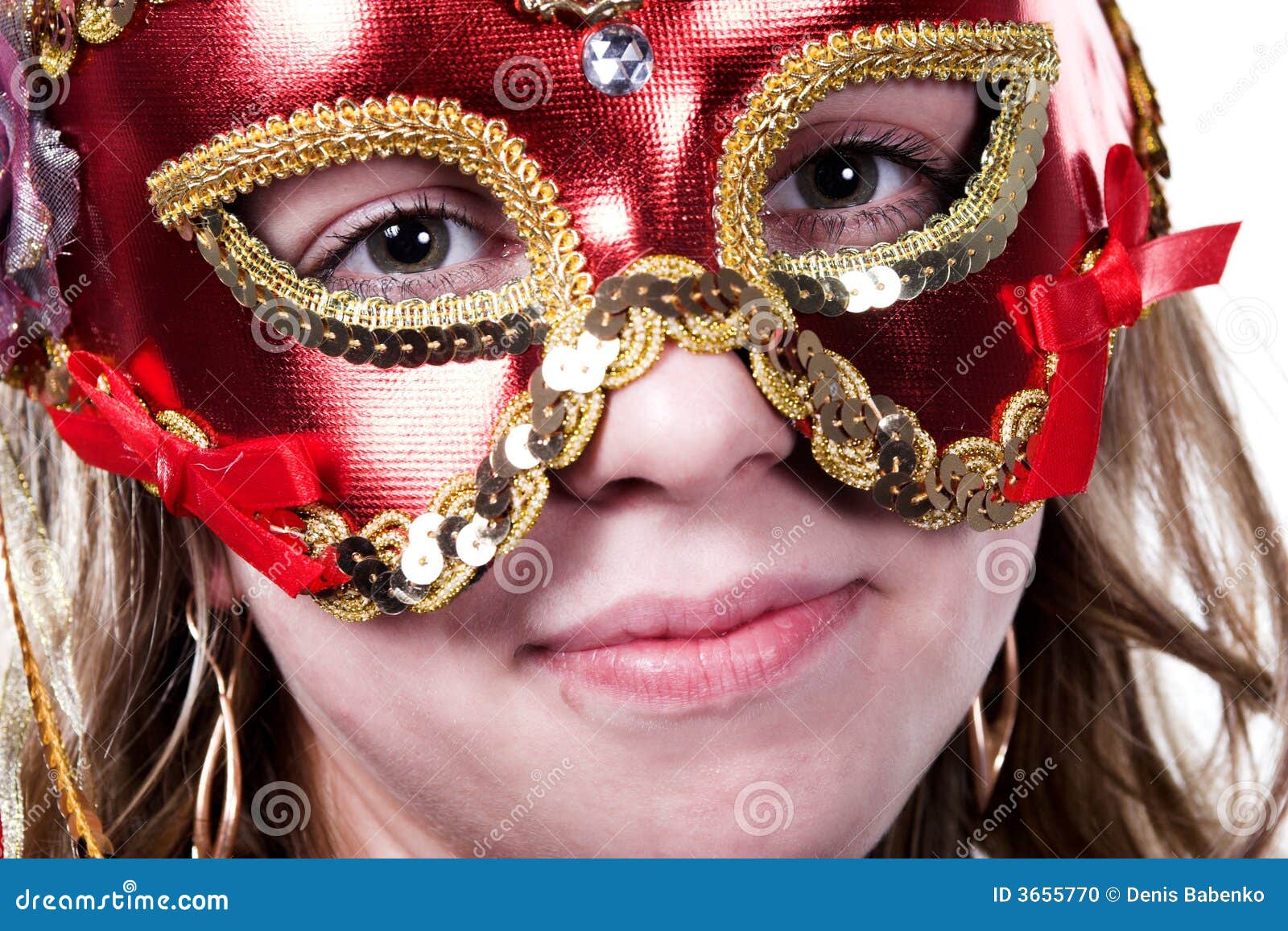 Woman in Red Mask on Carnaval Stock Photo - Image of italy, closeup ...