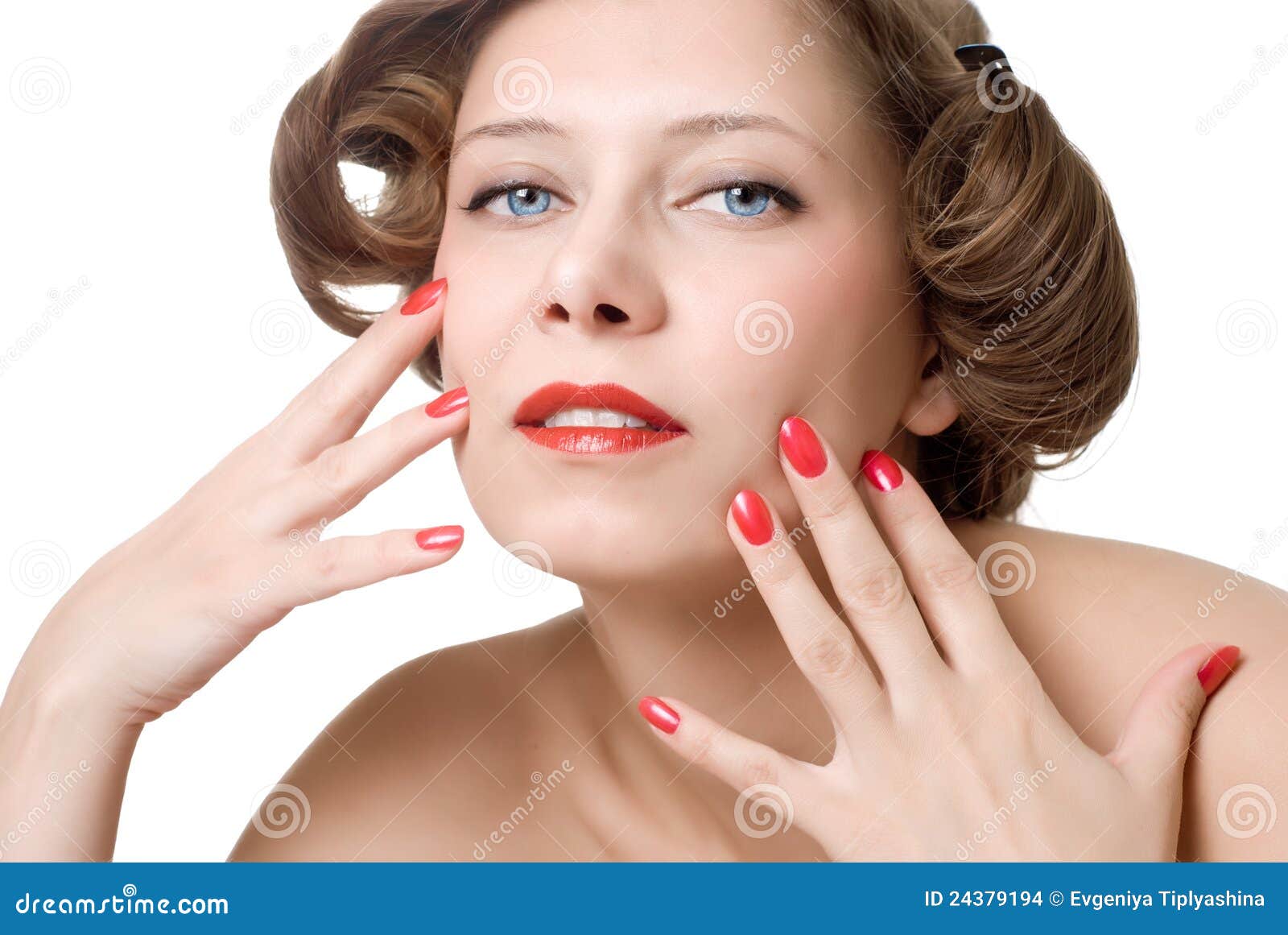 Woman with Red Nails and Lips Stock Photo - Image of lips, female: 24379194