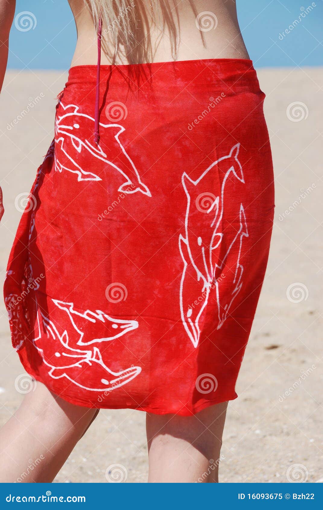 Woman in red pareo stock image. Image of wrap, summer - 16093675