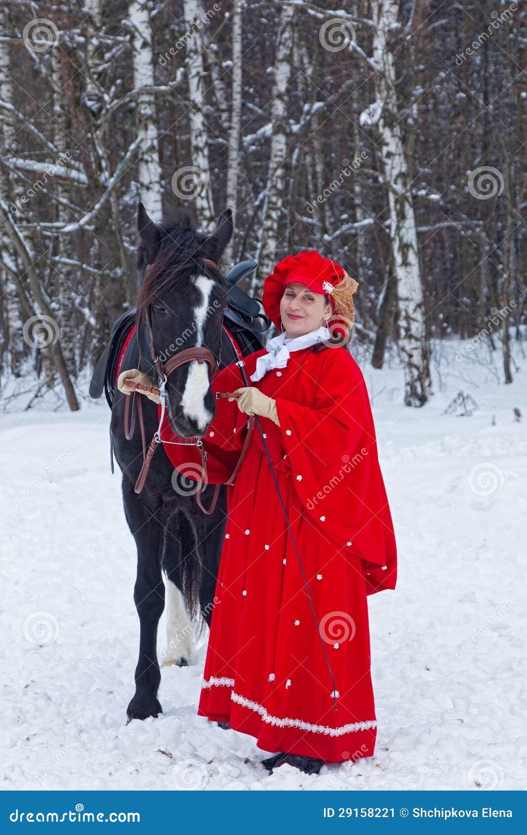 Woman in red riding habit stock image. Image of lady - 29158221