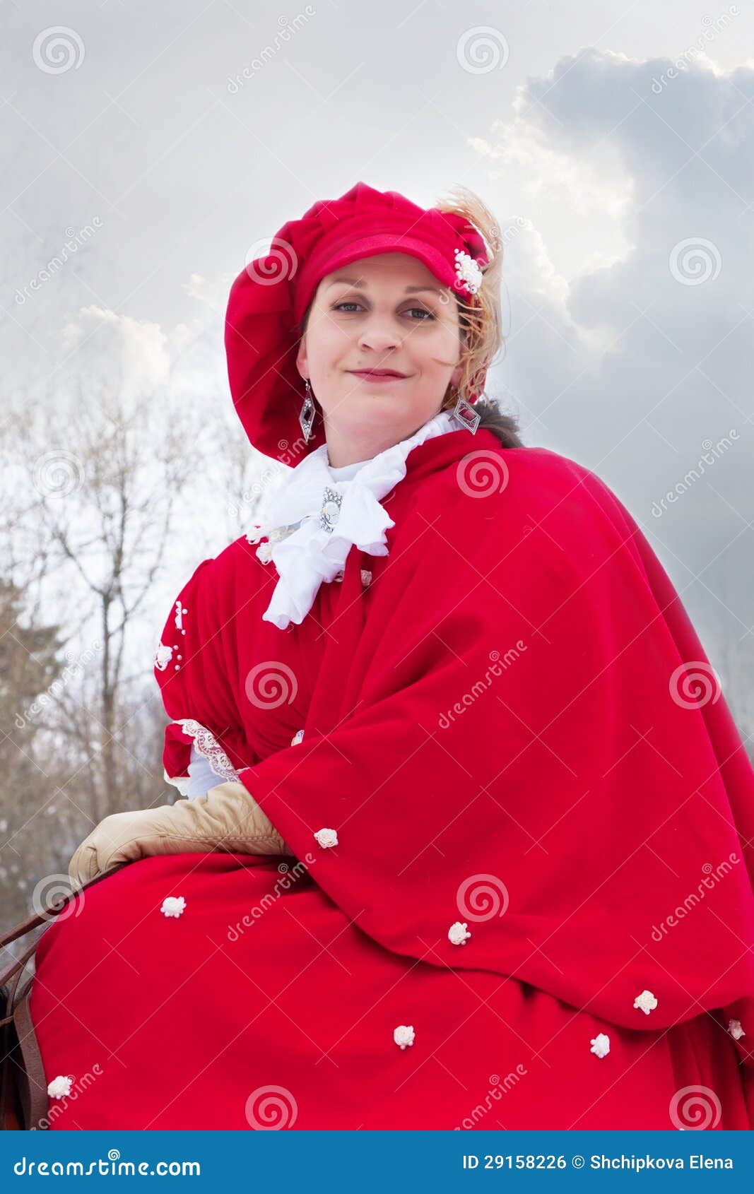 Woman in red riding habit stock photo. Image of horseback - 29158226