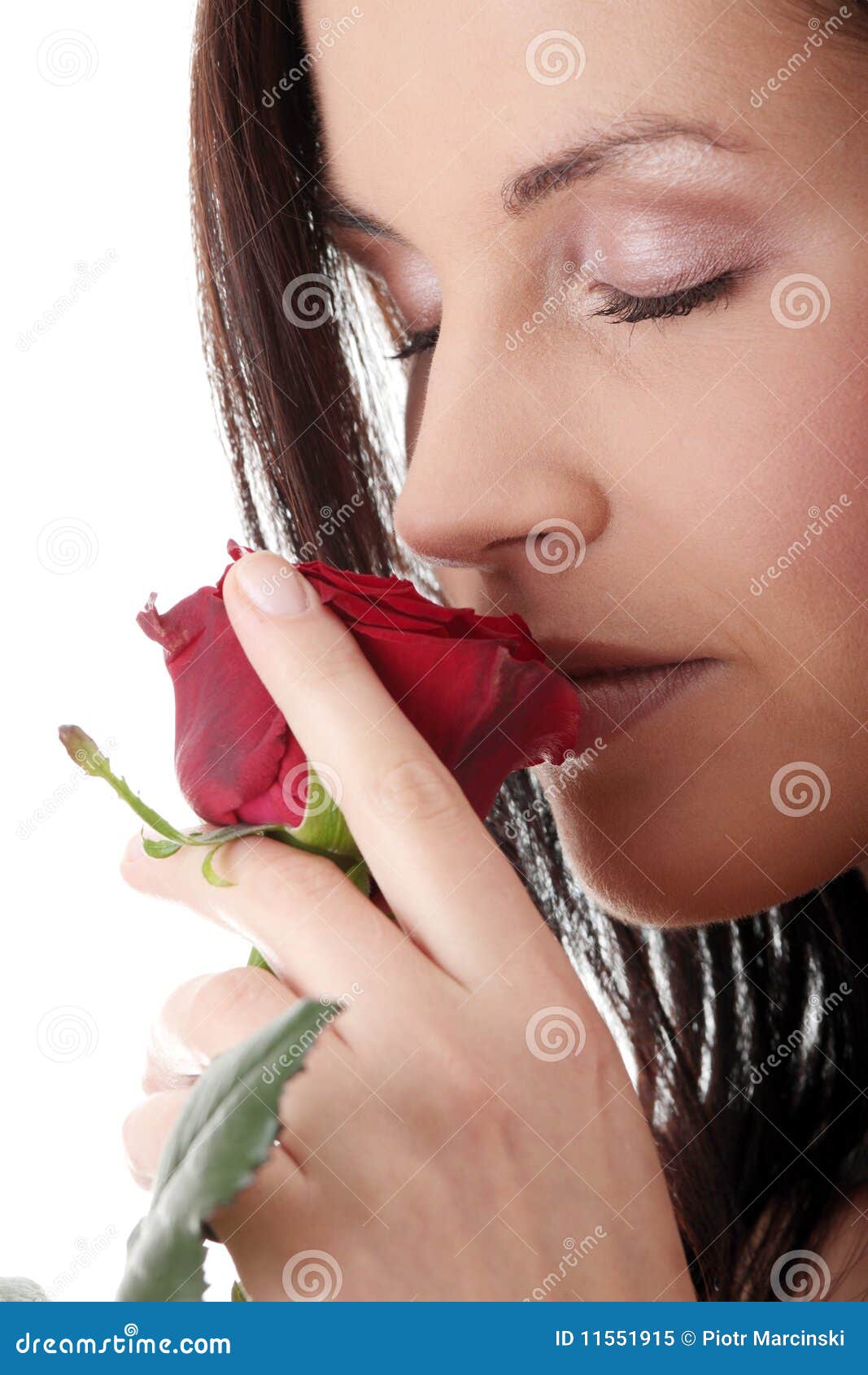Woman with red rose stock image. Image of perfume, adult - 11551915