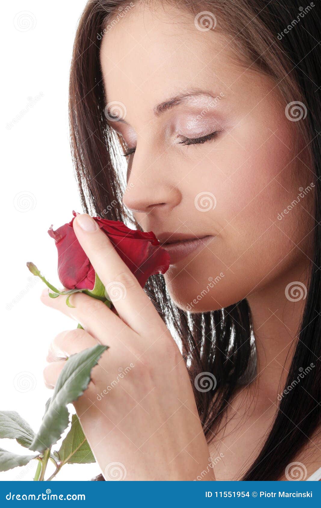 Woman with red rose stock photo. Image of hairstyle, healthy - 11551954