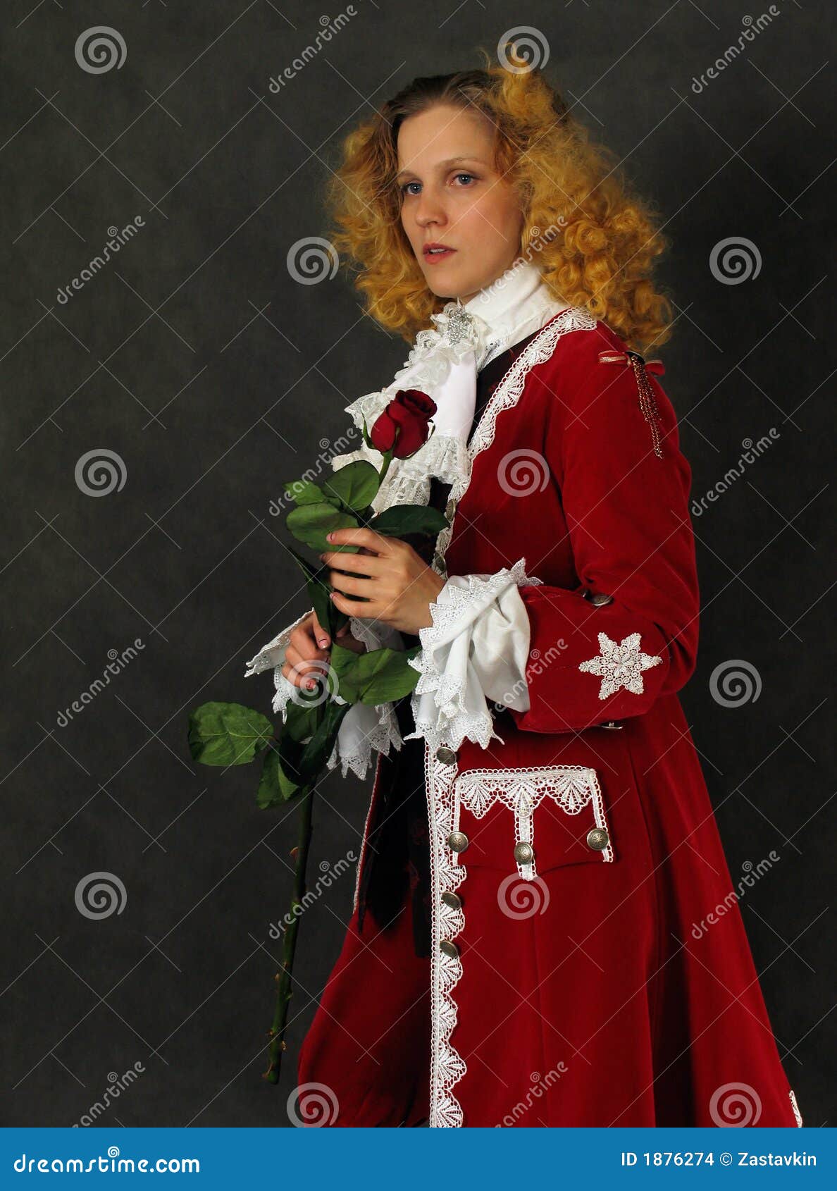 Woman with red rose stock photo. Image of fashionable - 1876274
