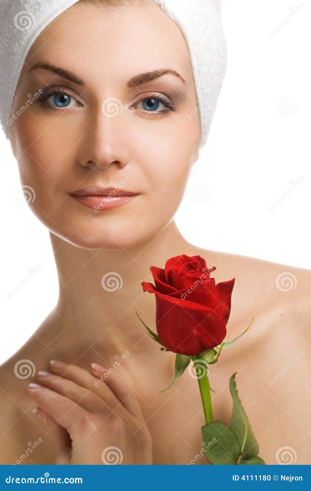 Woman with red rose stock photo. Image of flower, healthy - 4111180