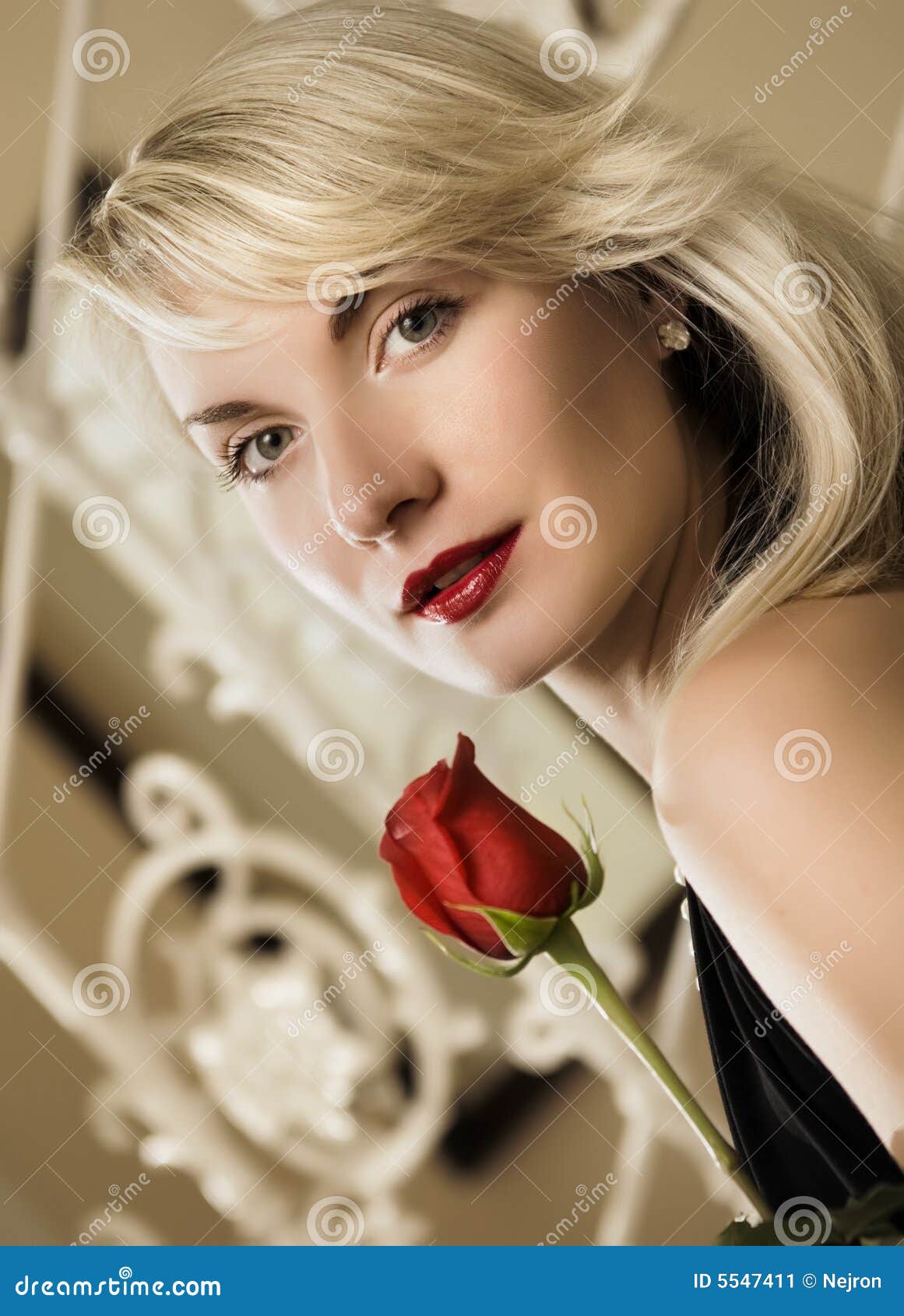 Woman with a red rose stock image. Image of fashion, girl - 5547411