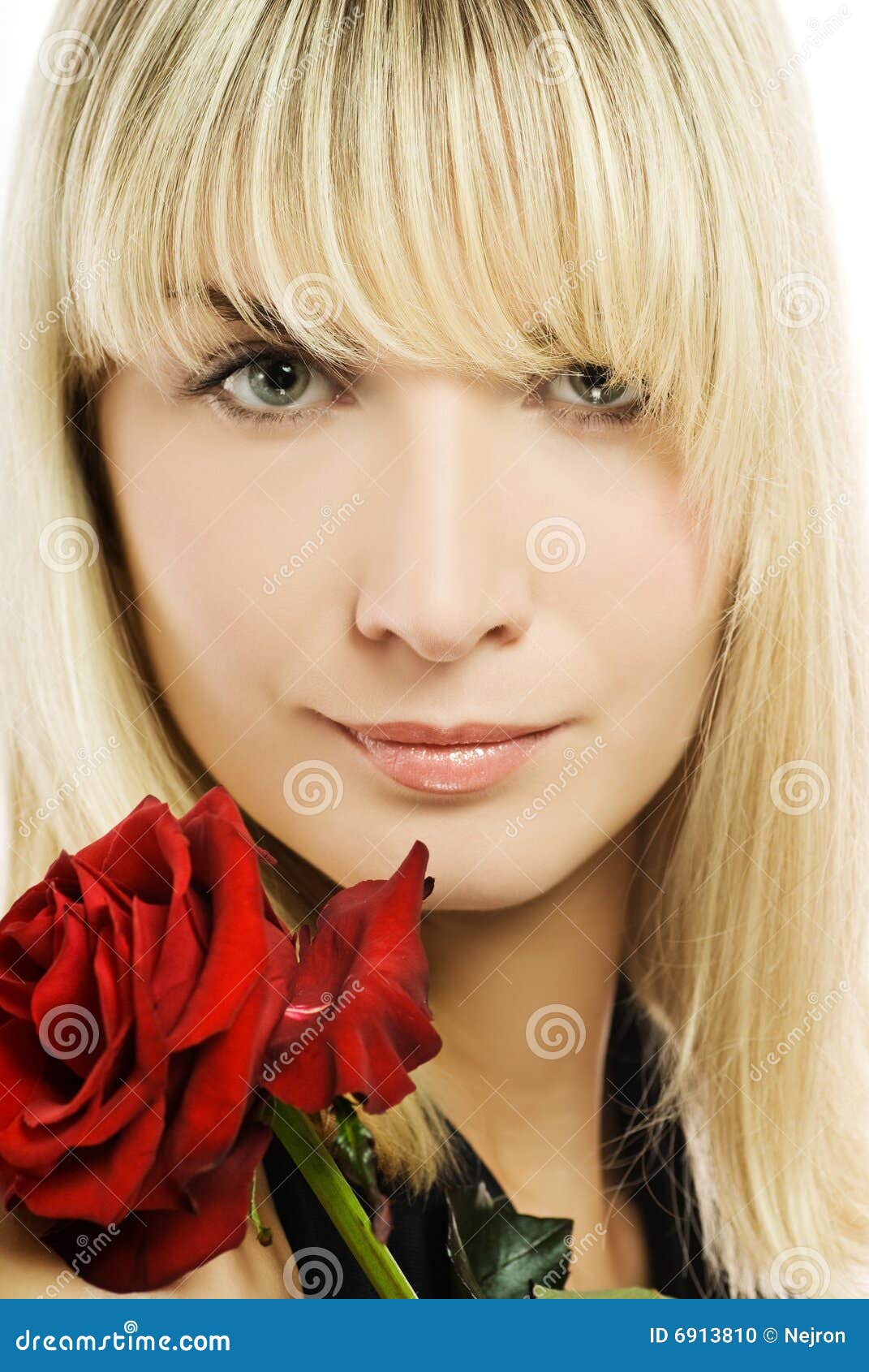 Woman with red rose stock photo. Image of glamour, mascara - 6913810