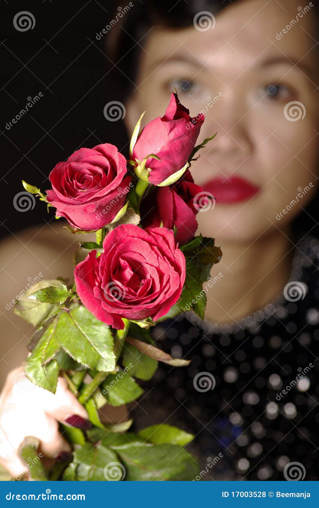 Woman and red roses stock photo. Image of isolated, desire - 17003528