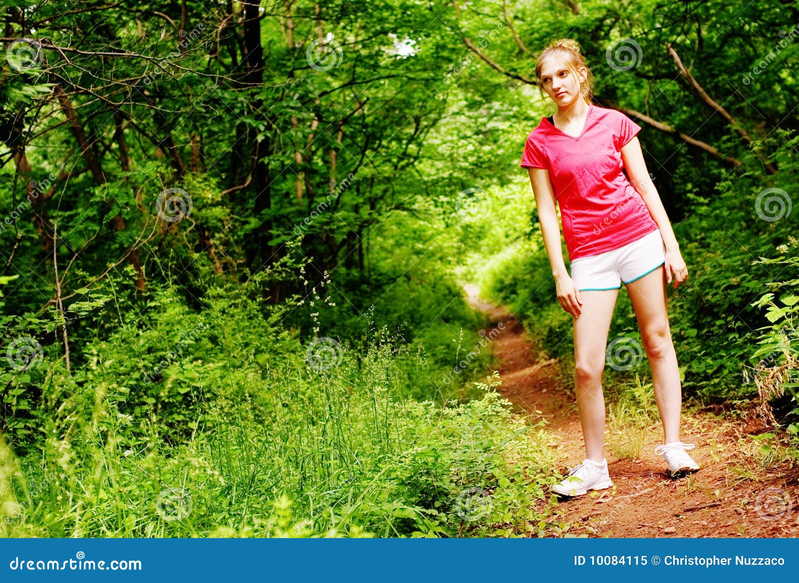 Woman in Red Running stock image. Image of adult, break - 10084115