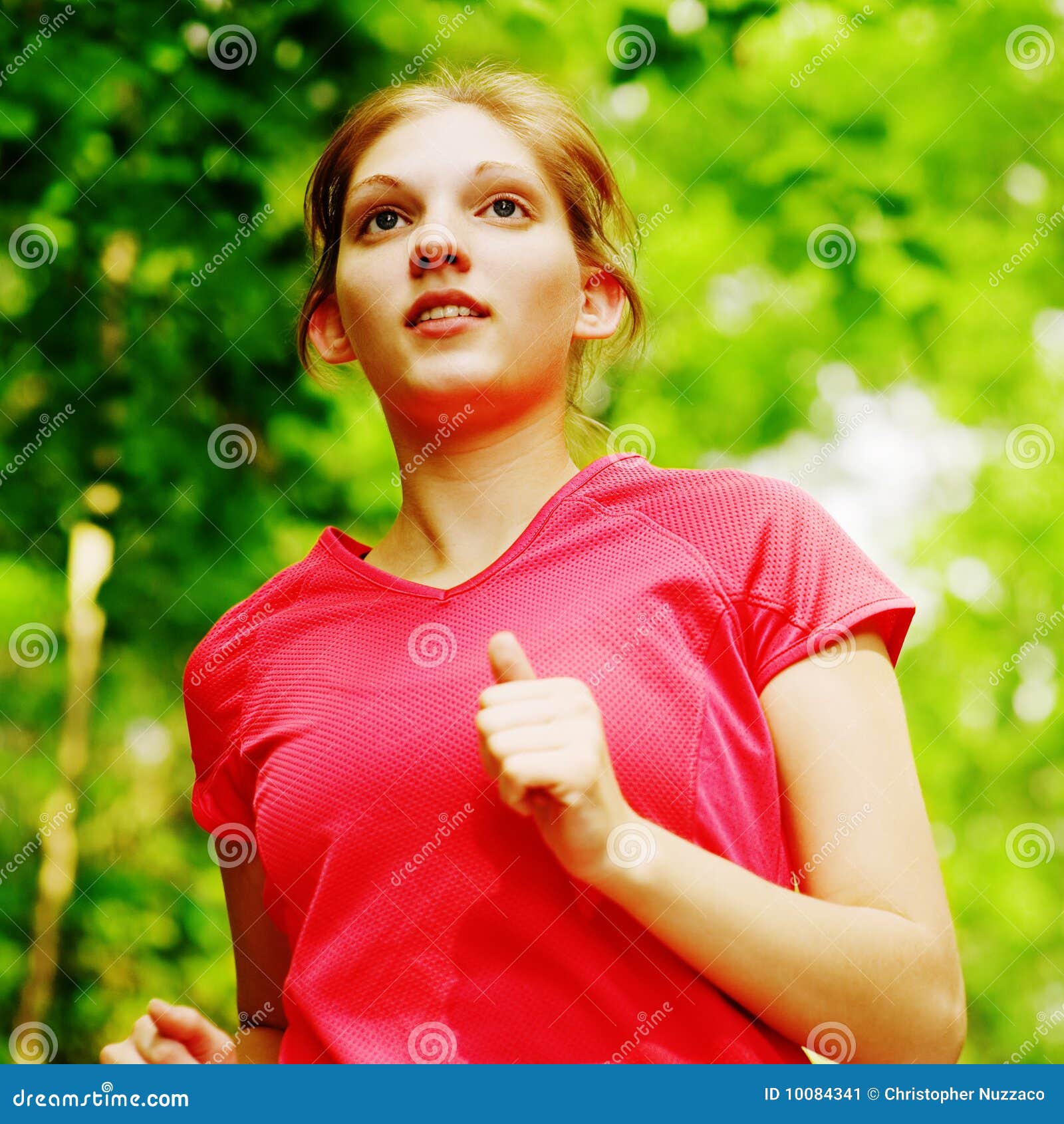 Woman in Red Running stock image. Image of athletic, healthy - 10084341