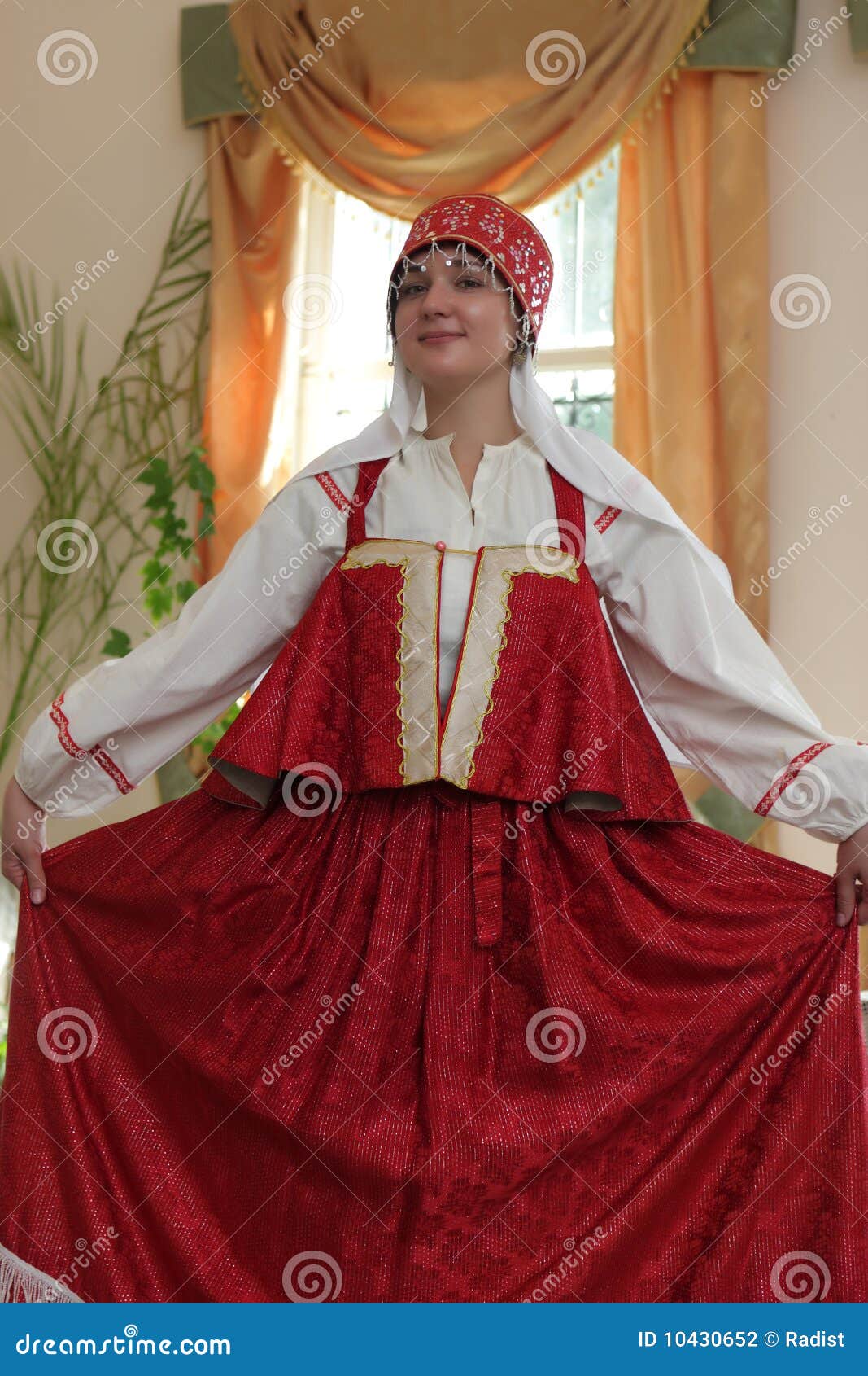 Woman in red sarafan stock photo. Image of lifestyles - 10430652