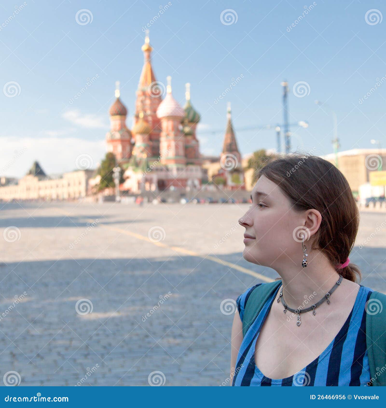 Woman on Red Square in Moscow Stock Photo - Image of blue, glad: 26466956