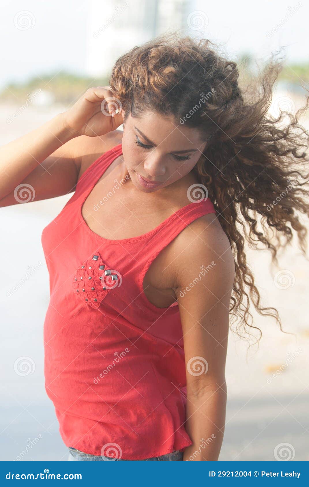Woman in a red tank top stock photo. Image of beauty - 29212004