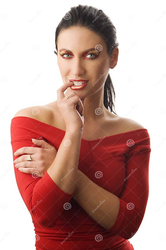 Woman in red top stock image. Image of gold, female, caucasian - 10763131