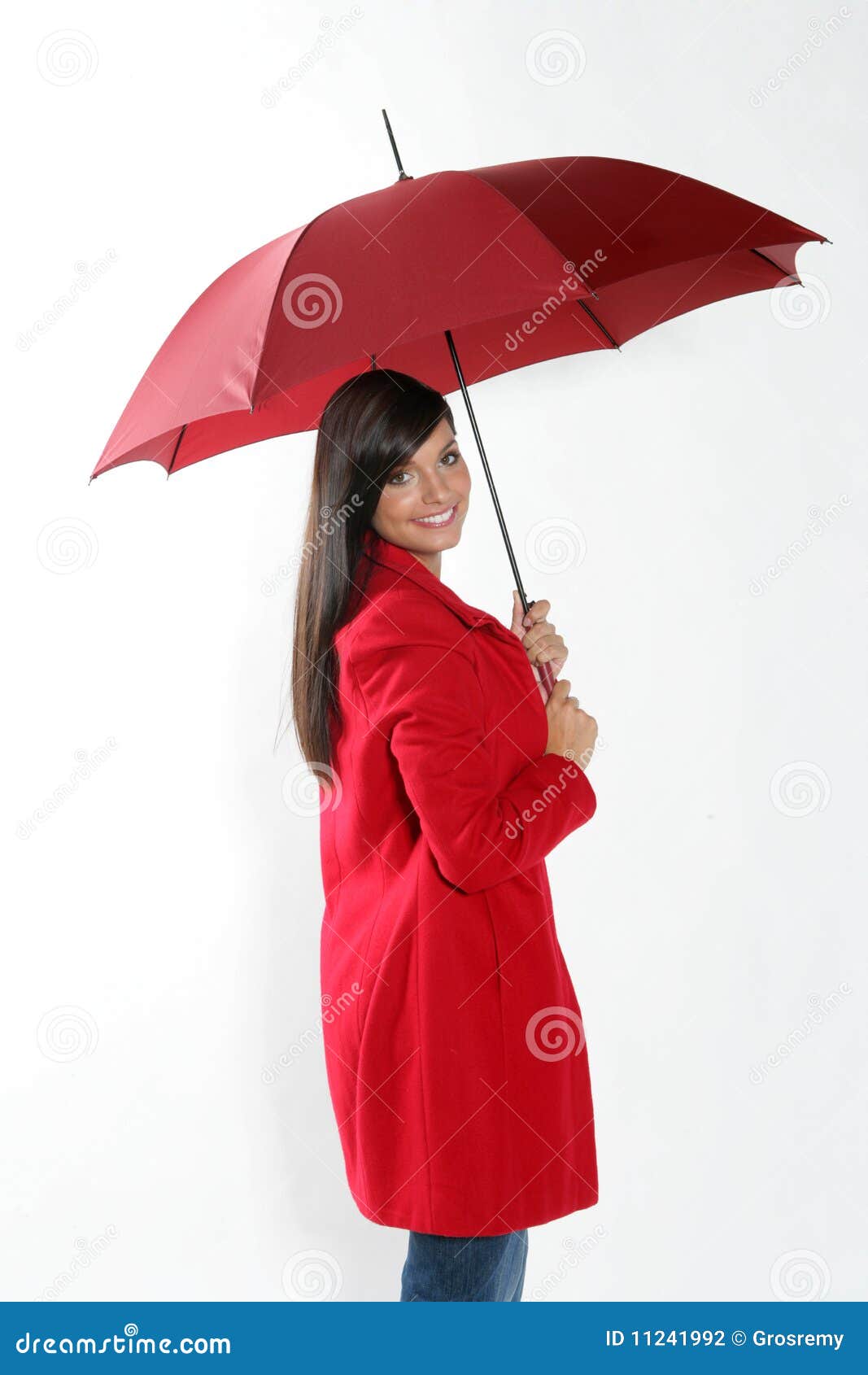 Woman with red umbrella. stock photo. Image of fashion - 11241992