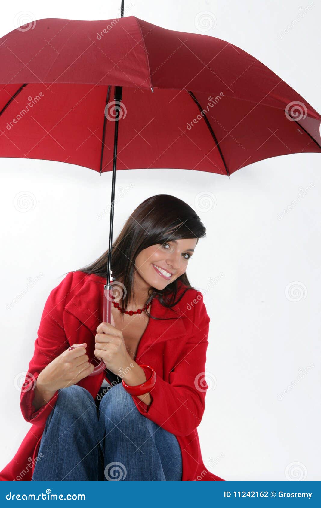 Woman with red umbrella. stock photo. Image of female - 11242162