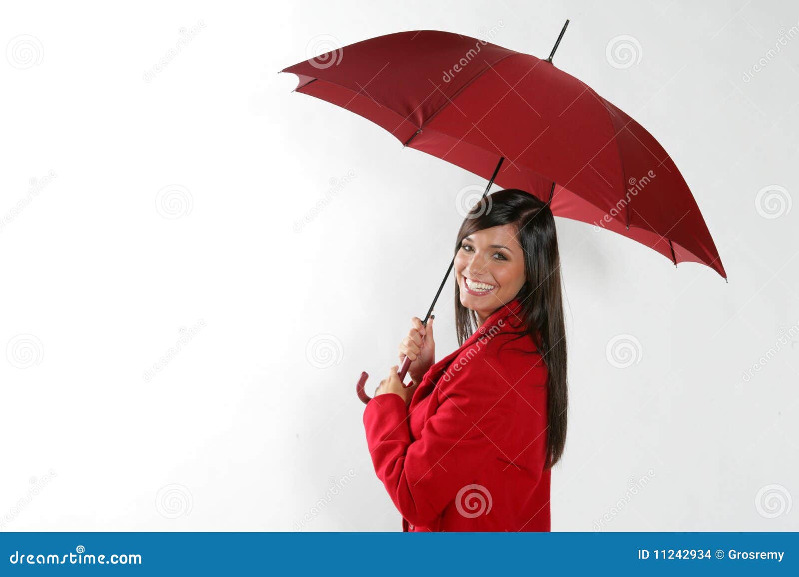 Woman with red umbrella. stock photo. Image of portrait - 11242934
