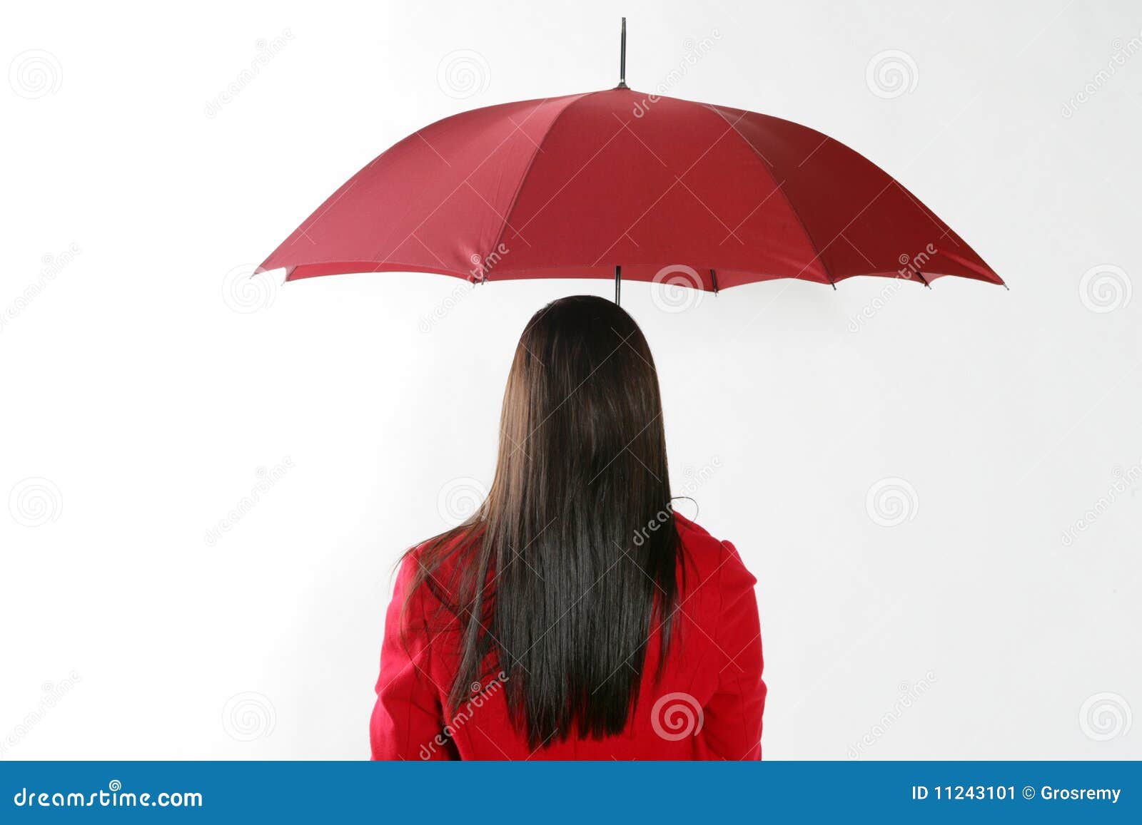 Woman with red umbrella. stock image. Image of coat, rain - 11243101