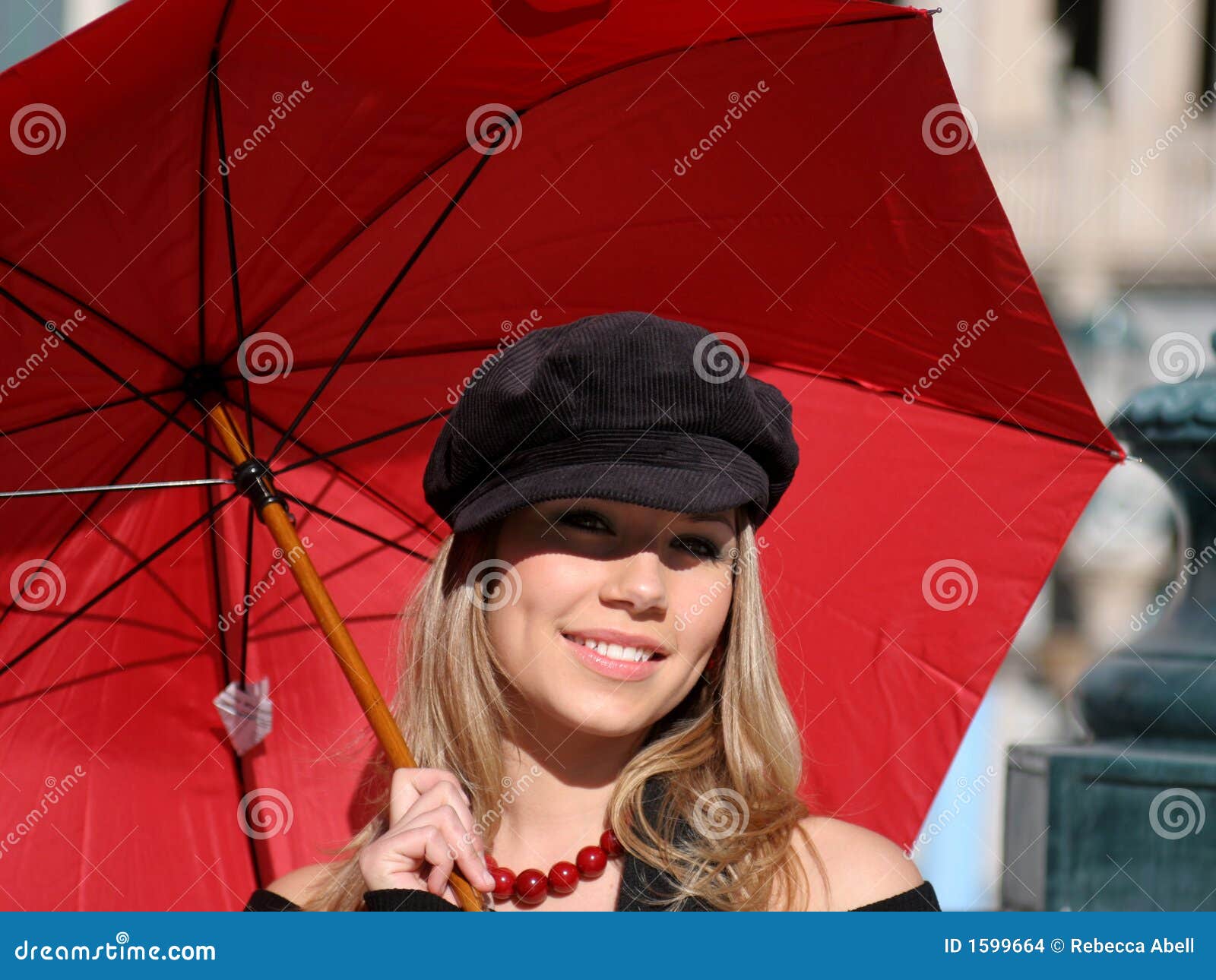 Woman with Red Umbrella stock photo. Image of cute, appealing - 1599664