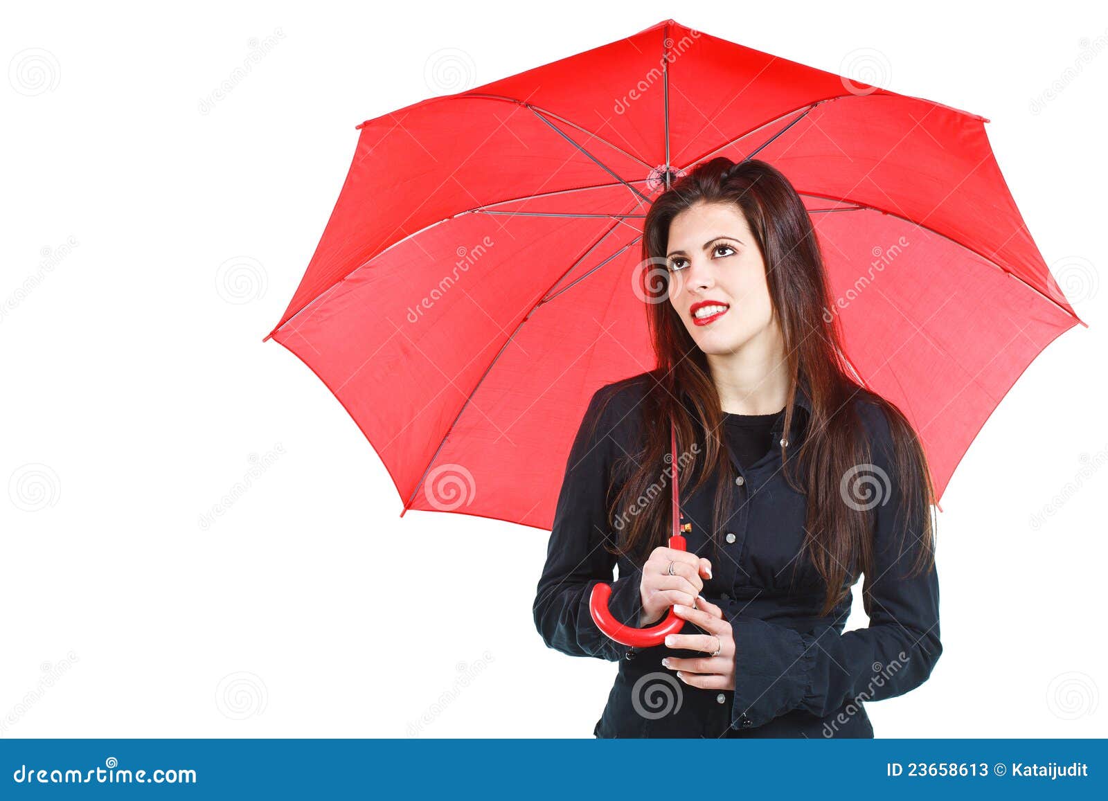 Woman with red umbrella stock image. Image of brown, adult - 23658613