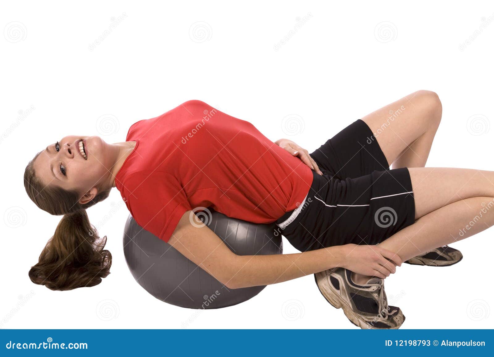 Woman in Red Working with Ball Stock Image - Image of activity ...