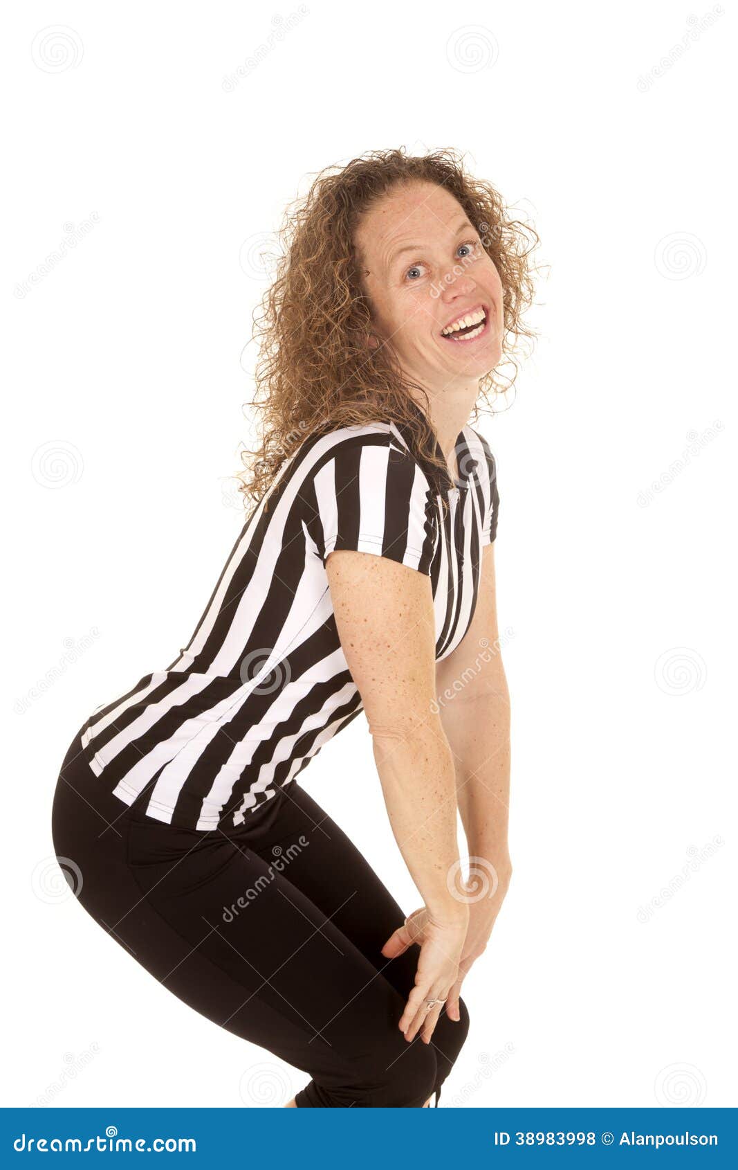 Woman referee squat smile stock photo. Image of lady - 38983998
