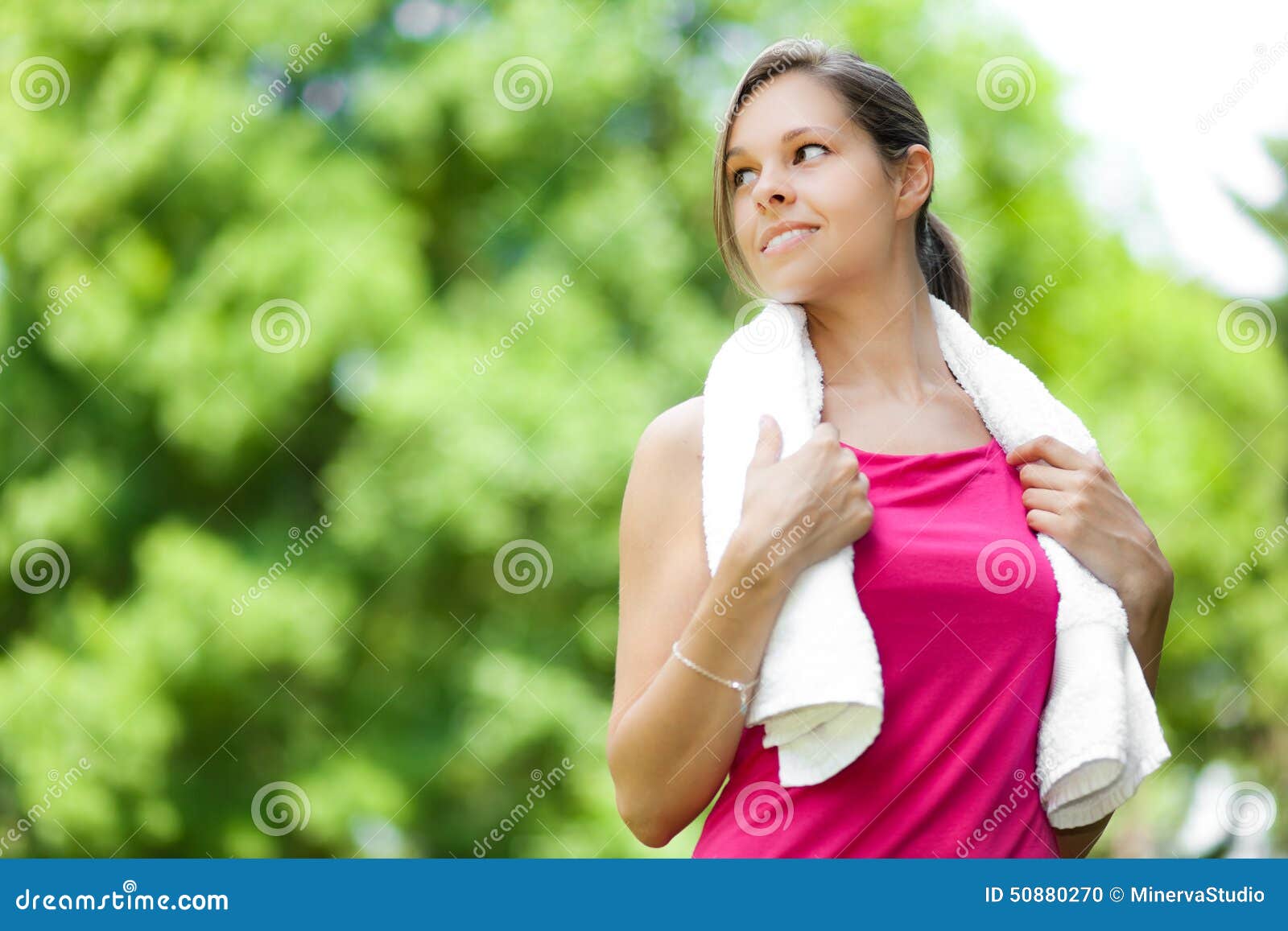Woman Refreshing after Running at the City Park Stock Photo - Image of ...