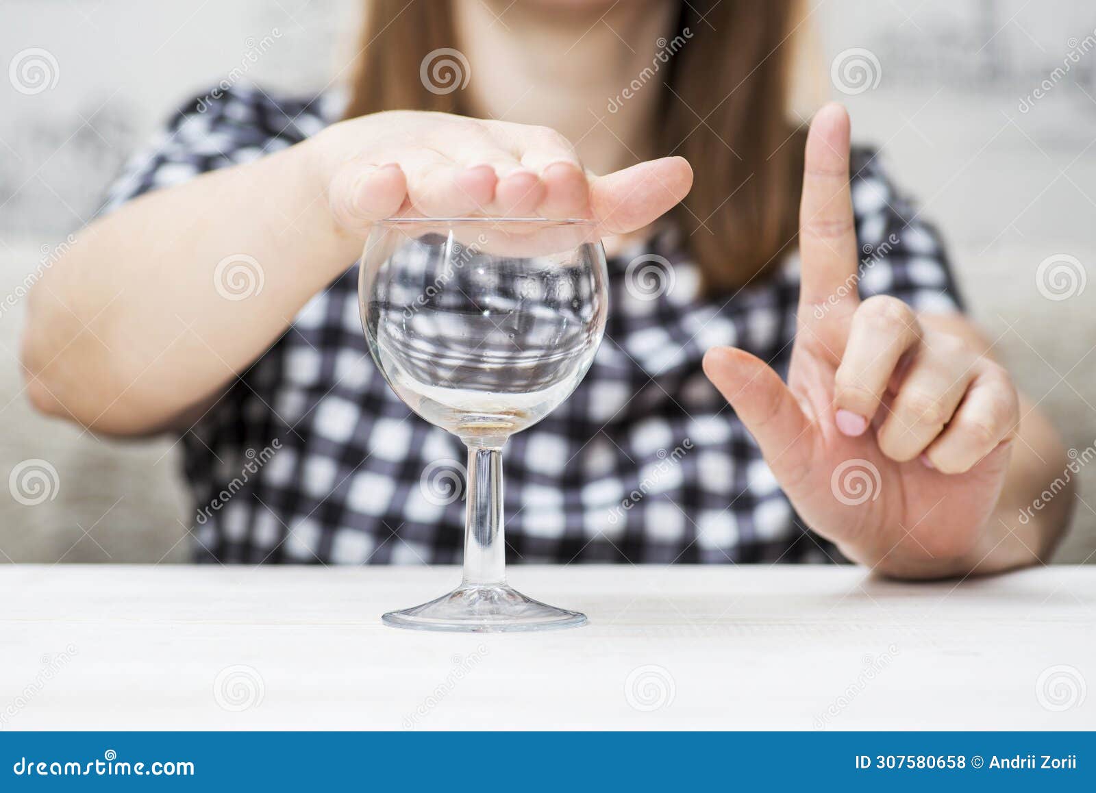 Woman Refusing Glass of Water Signifying No Drinking Stock Photo ...