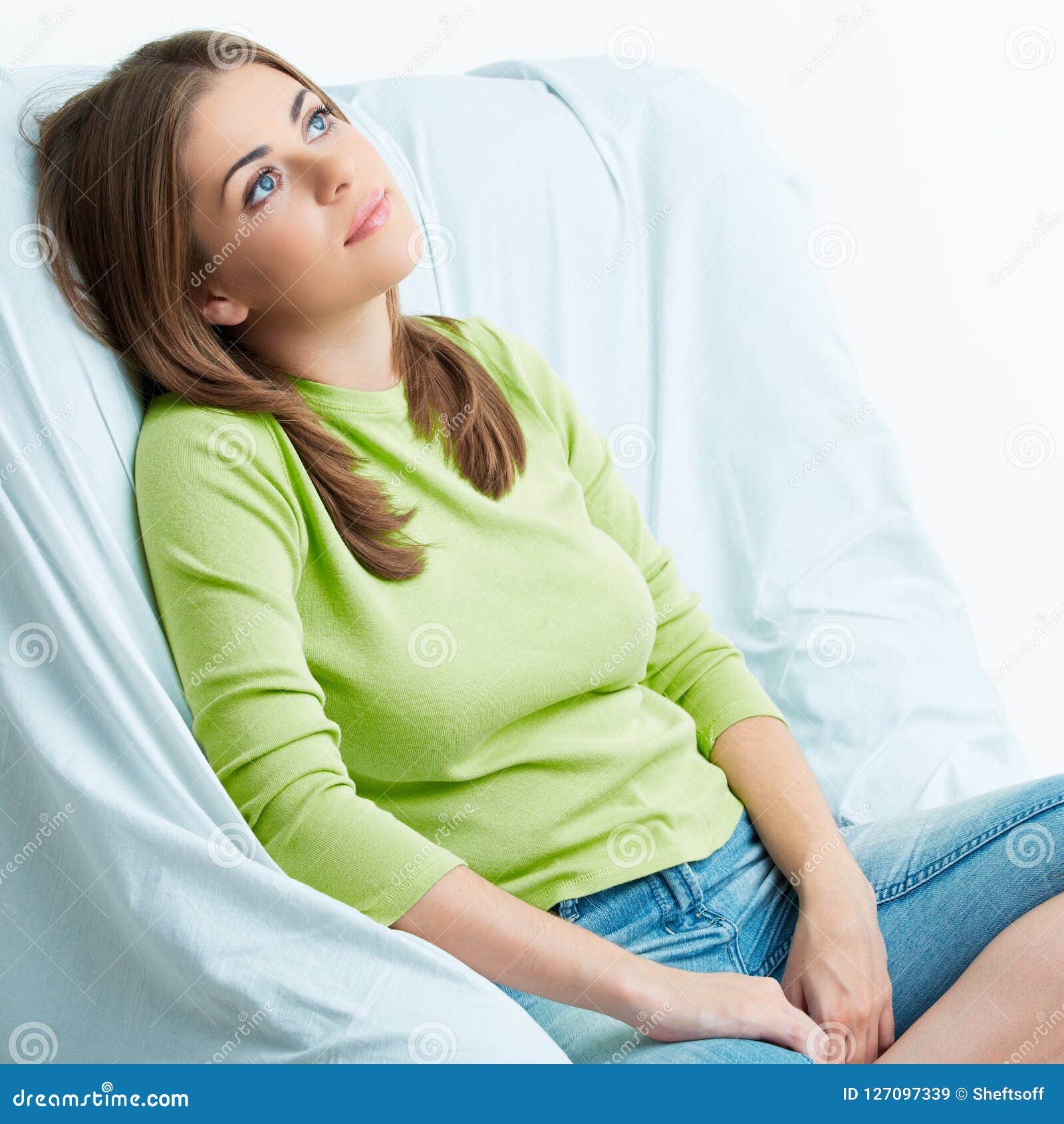 Woman relax at home. stock image. Image of girl, indoors - 127097339
