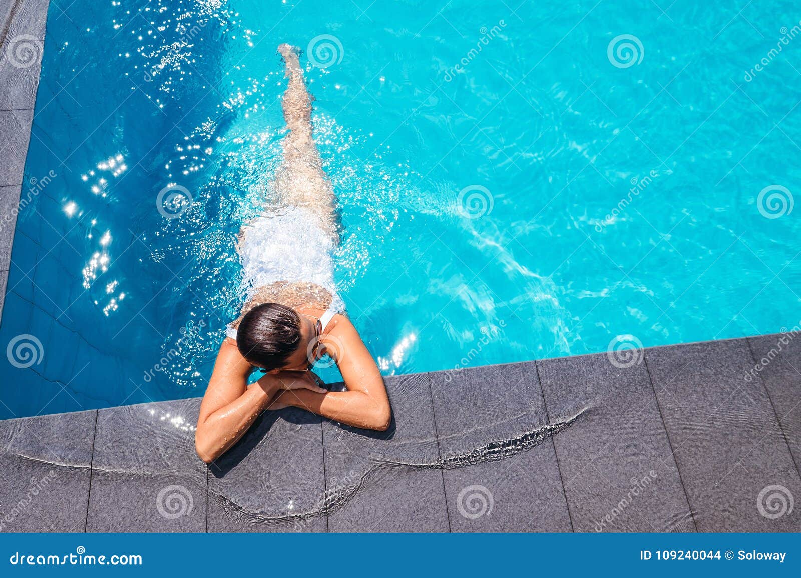 Woman Relax in Swimming Pool Stock Photo - Image of active, summer ...