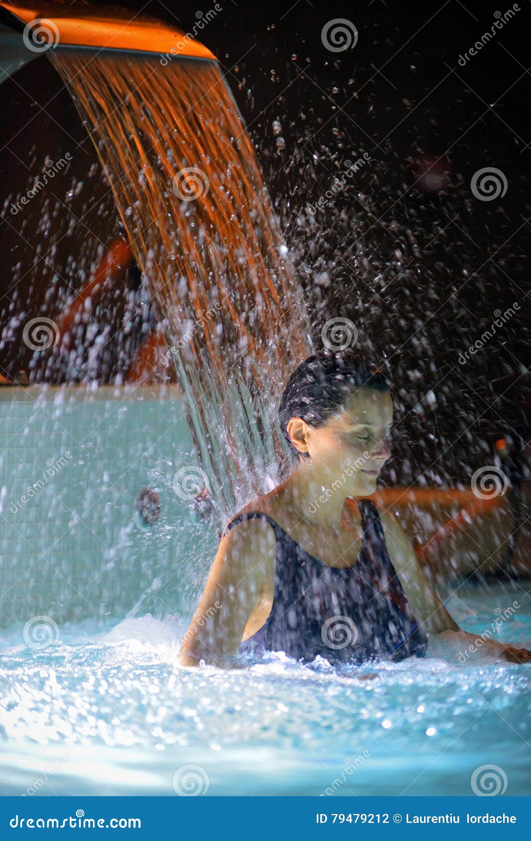 Woman relaxation in pool stock photo. Image of female - 79479212