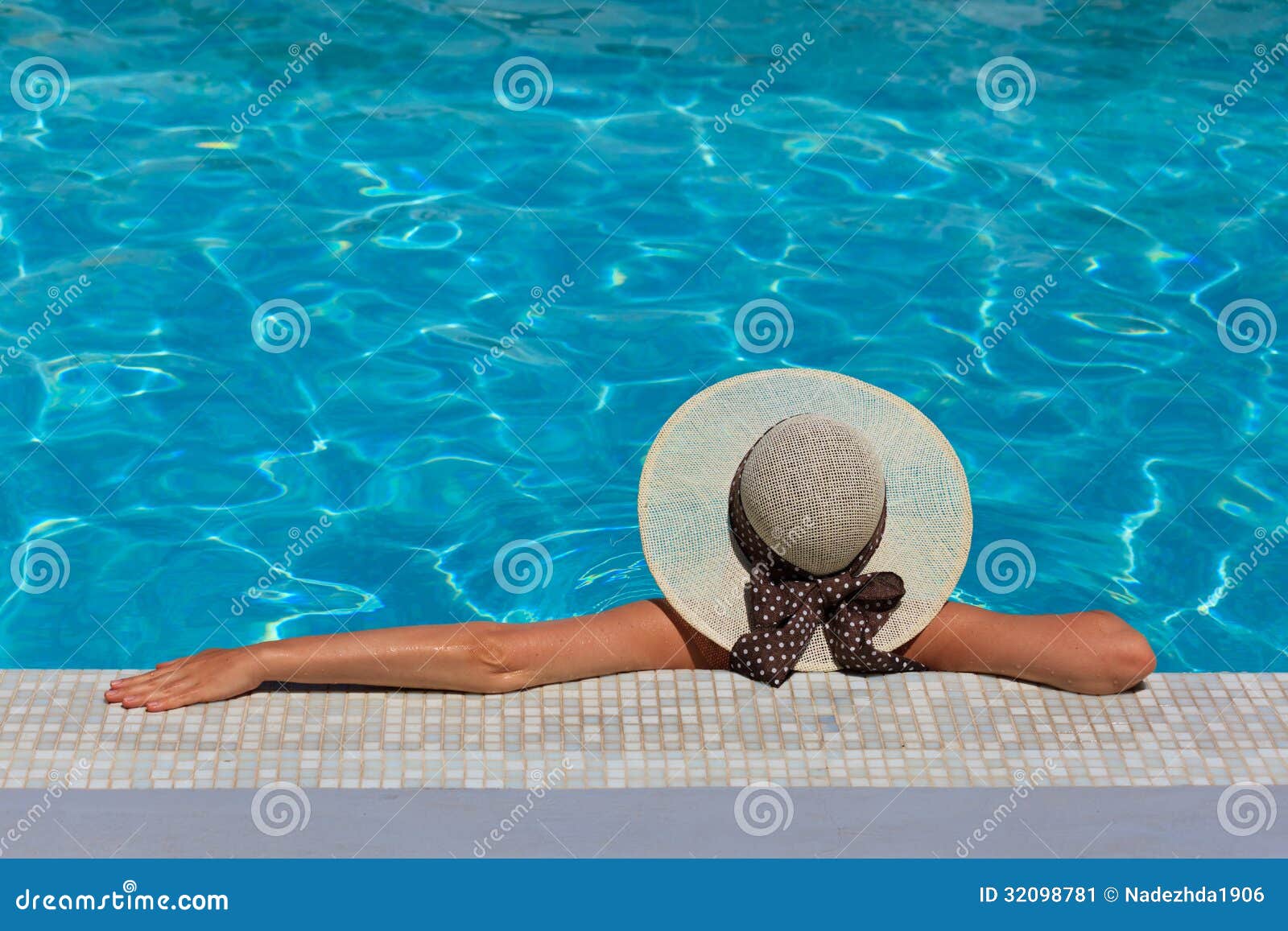 Woman relaxed at the pool stock image. Image of people - 32098781