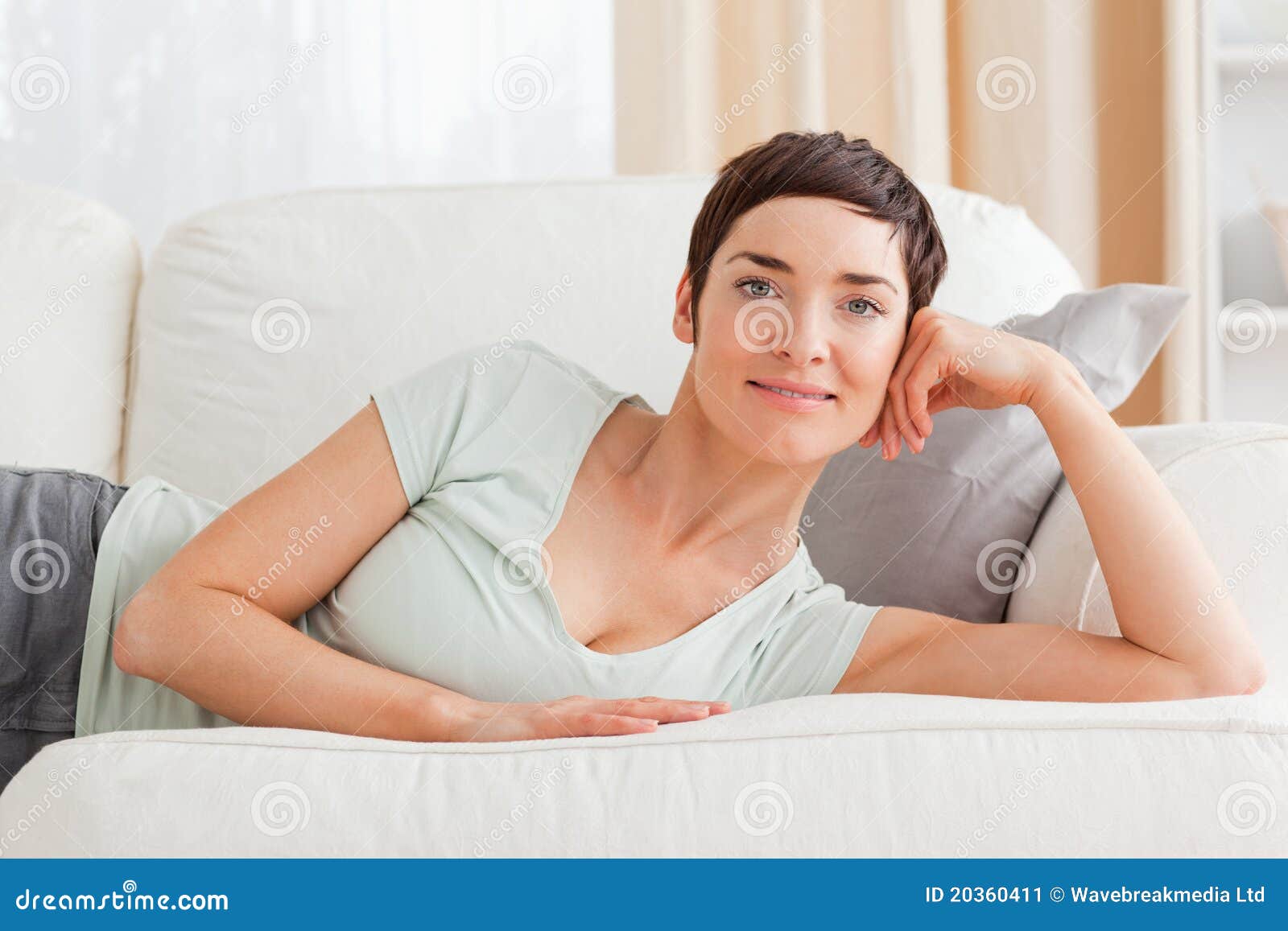Woman relaxing stock image. Image of couch, living, face - 20360411