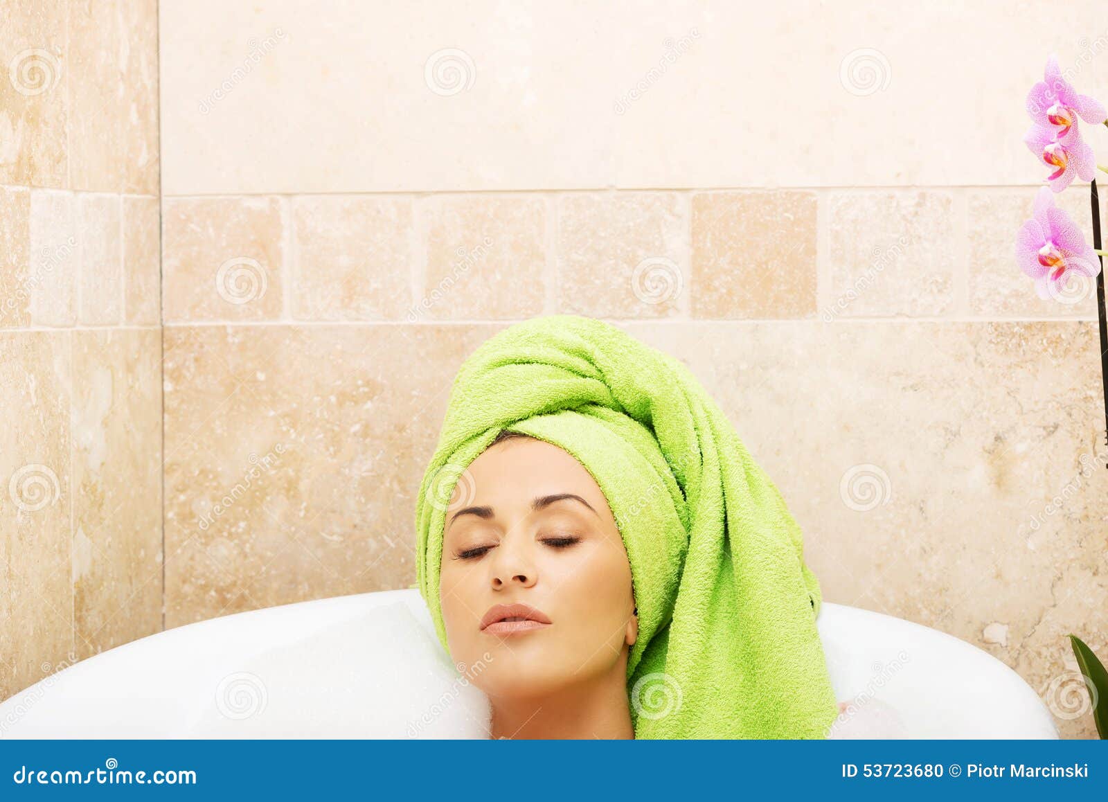 Woman Relaxing in Bath with Eyes Closed Stock Photo - Image of beauty ...