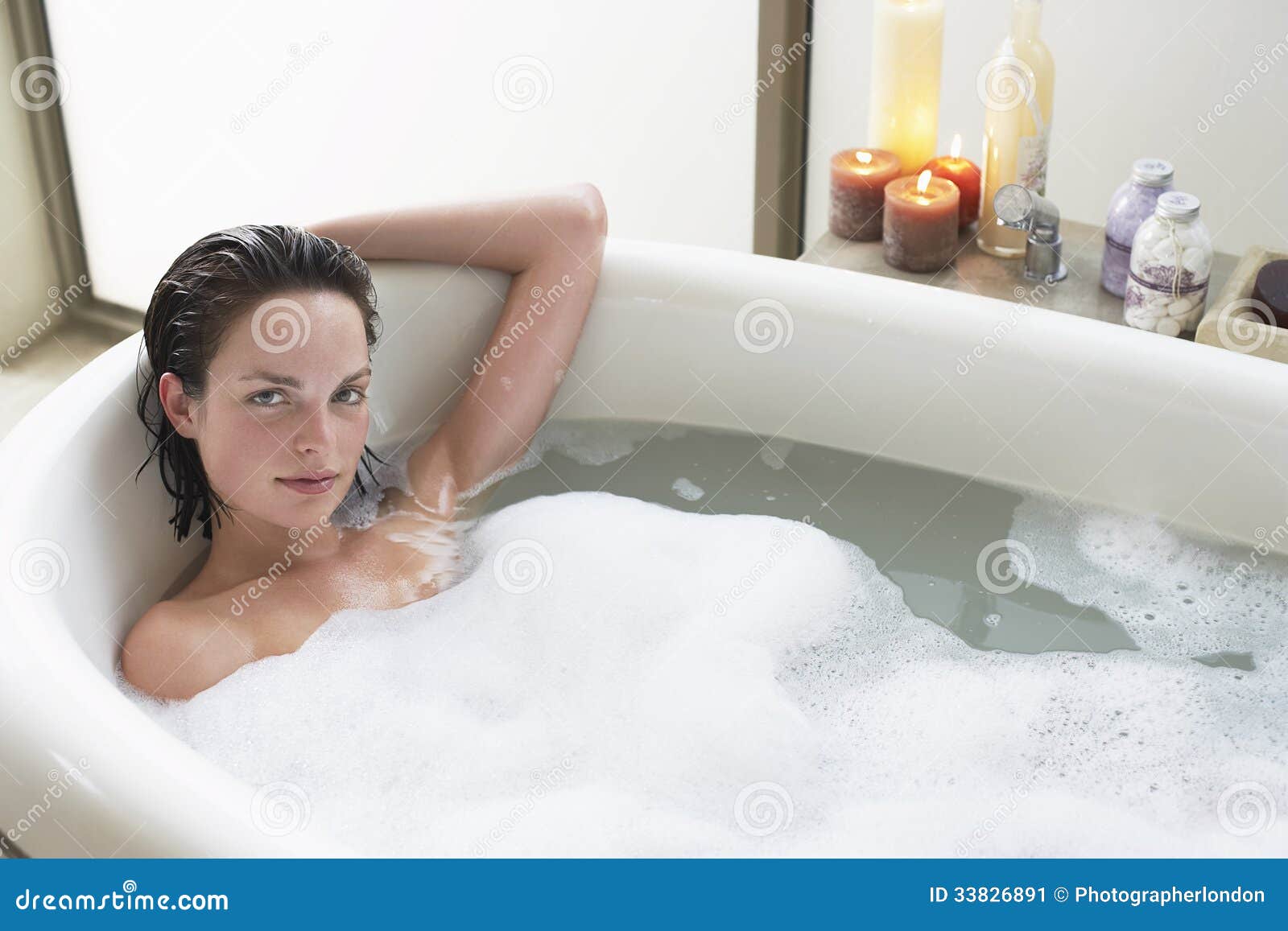 Woman Relaxing In Bathtub Stock Image Image Of Bathroom 33826891