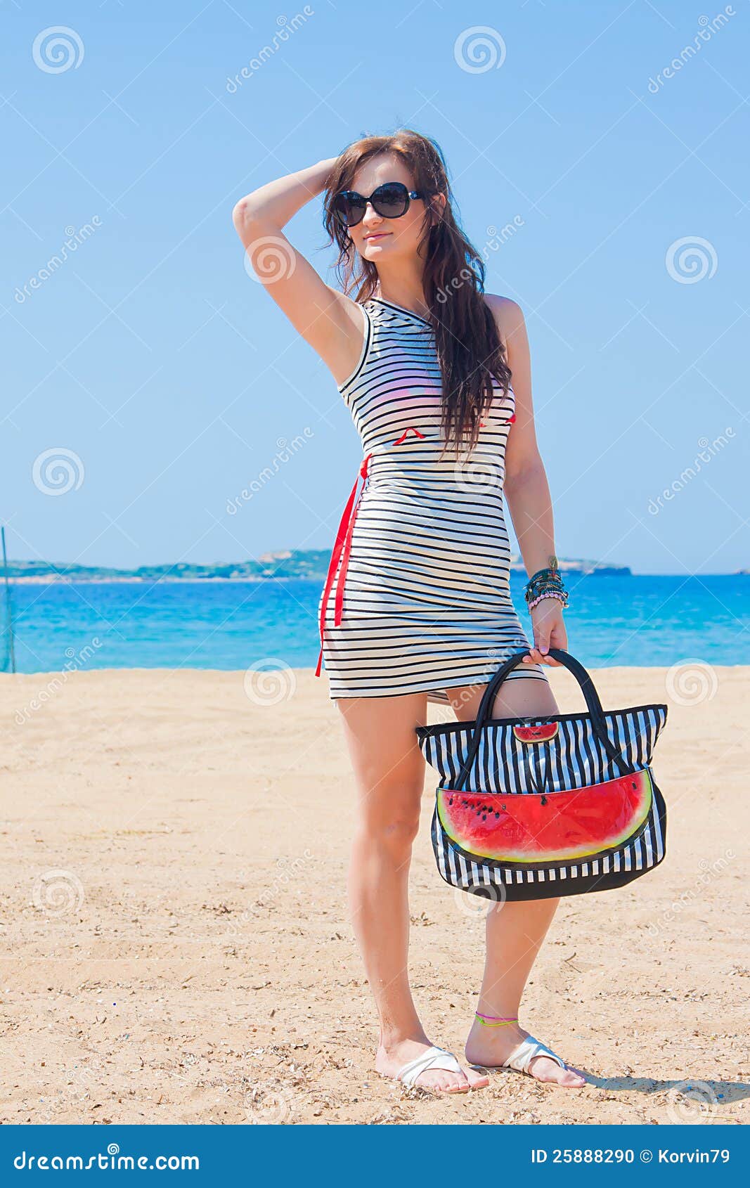 Woman Relaxing on the Beach Stock Photo - Image of adult, leisure: 25888290