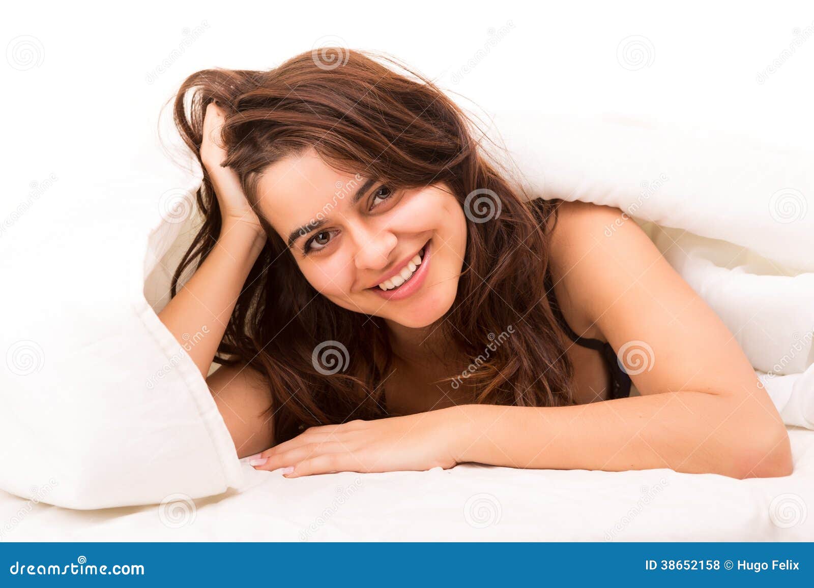 Woman relaxing in bed stock photo. Image of happiness - 38652158