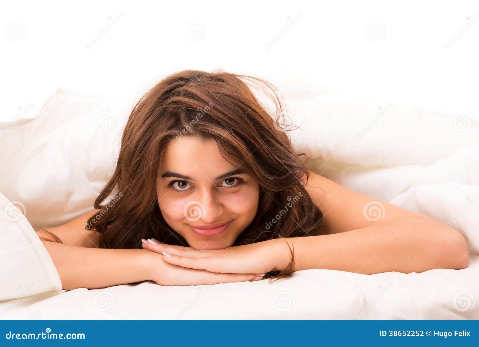 Woman relaxing in bed stock photo. Image of home, portrait - 38652252