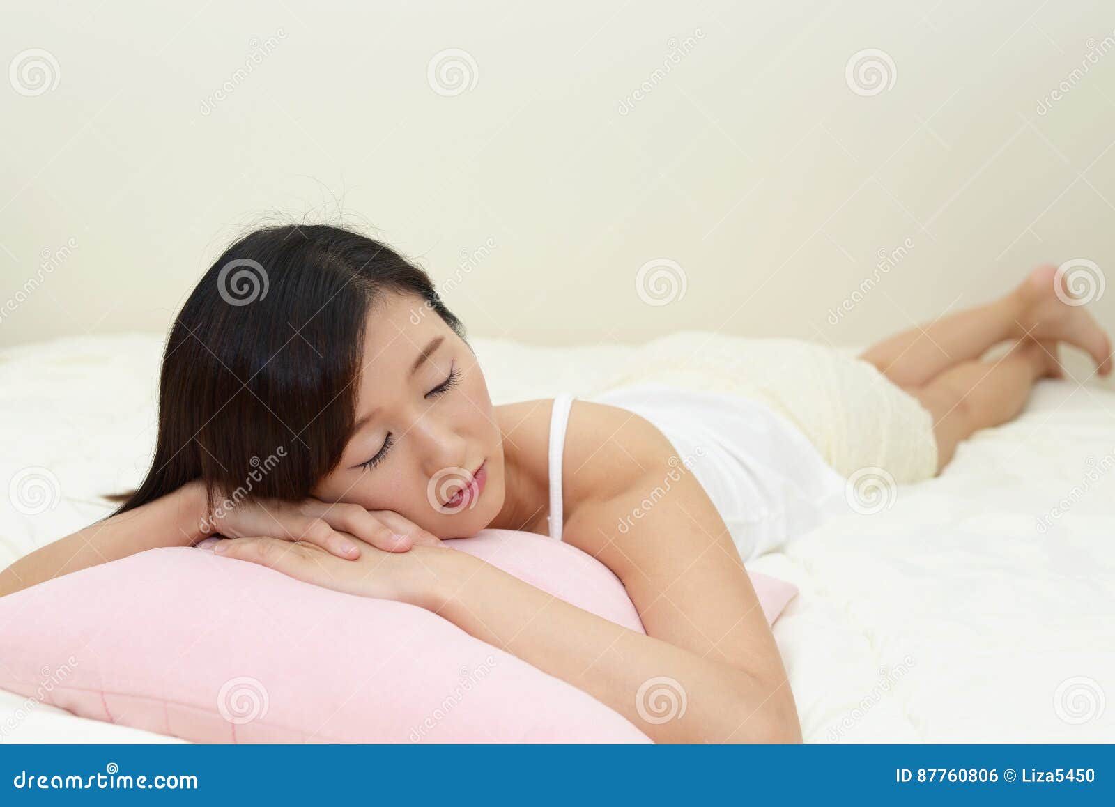 Woman relaxing in bed stock photo. Image of adult, health - 87760806
