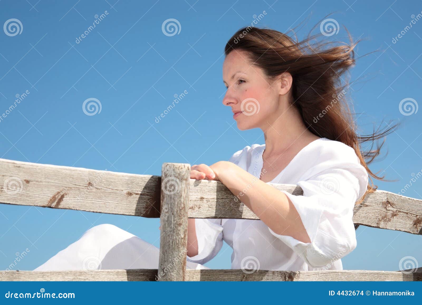Woman Relaxing on the Bench Stock Photo - Image of outstretched, arms ...