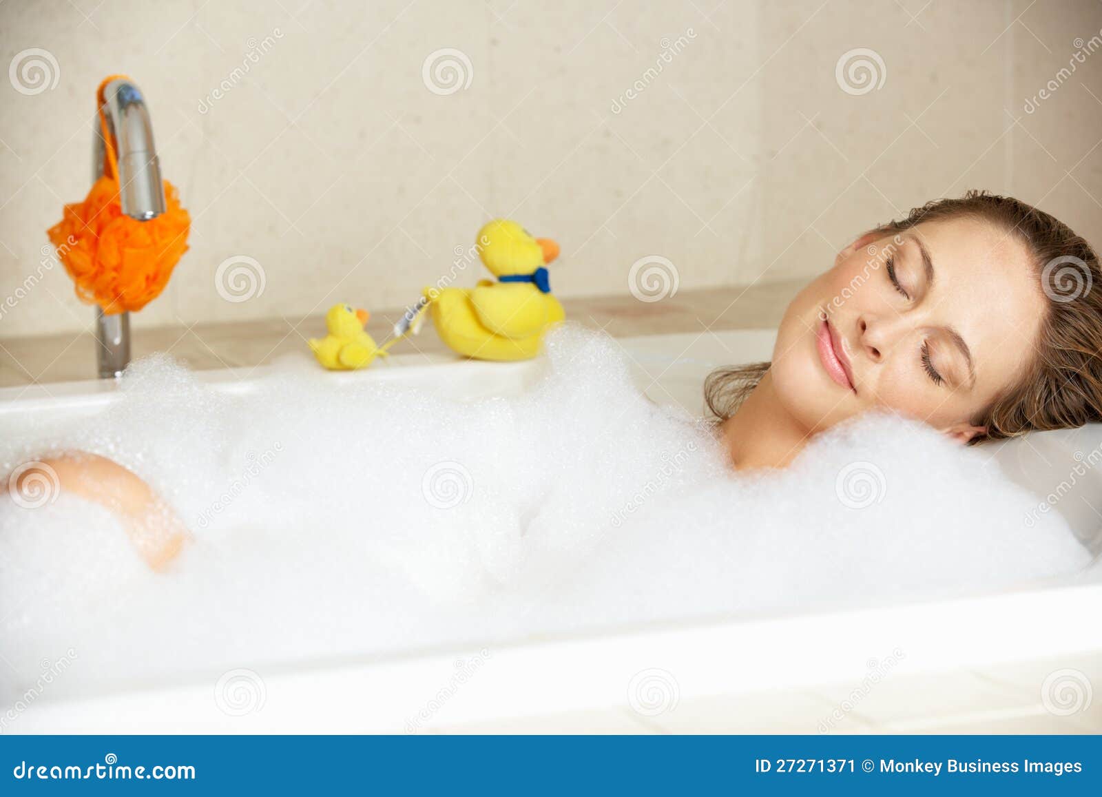 Woman Relaxing In Bubble Filled Bath Stock Image Image 27271371