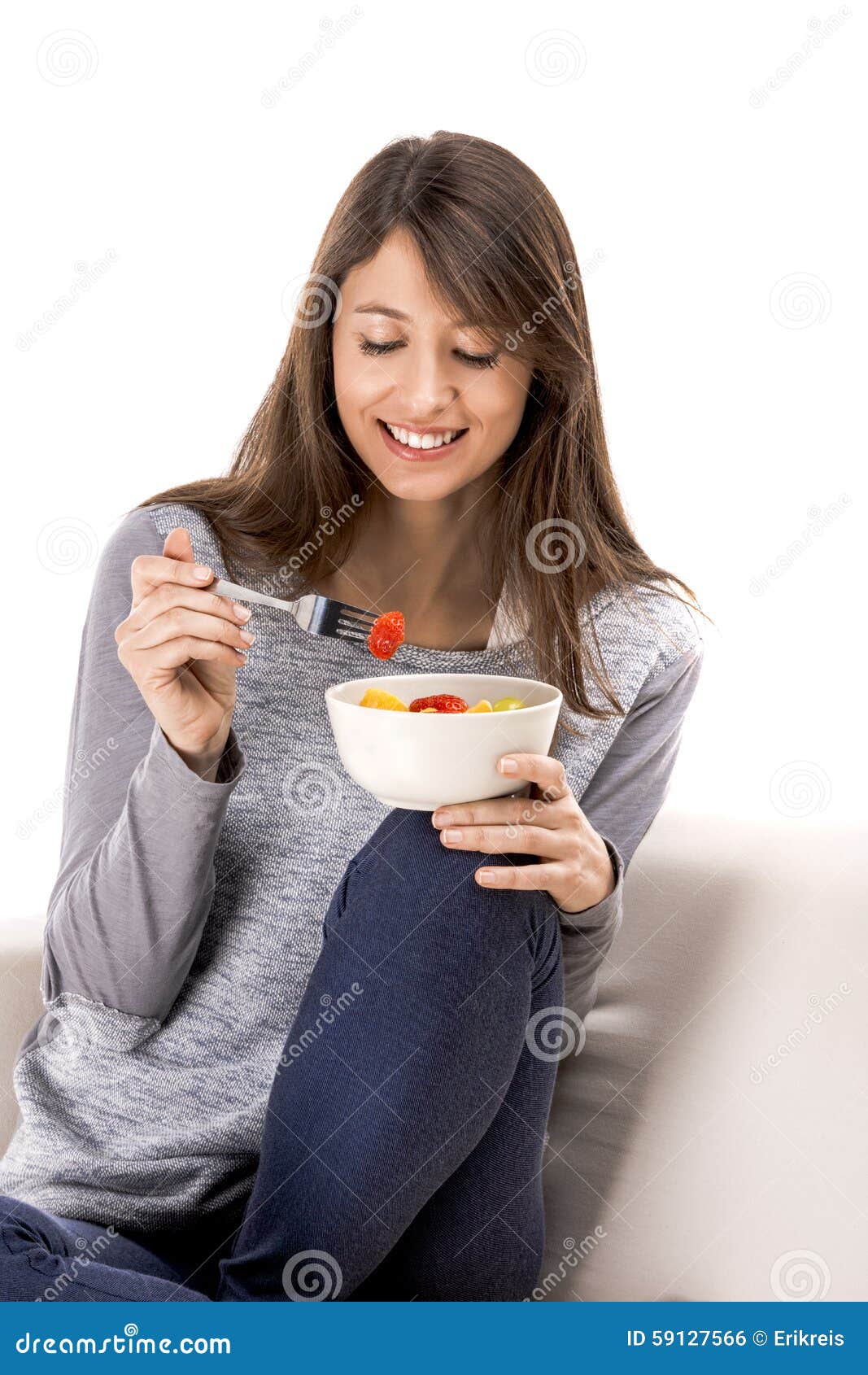 Woman relaxing and eating stock photo. Image of diet - 59127566