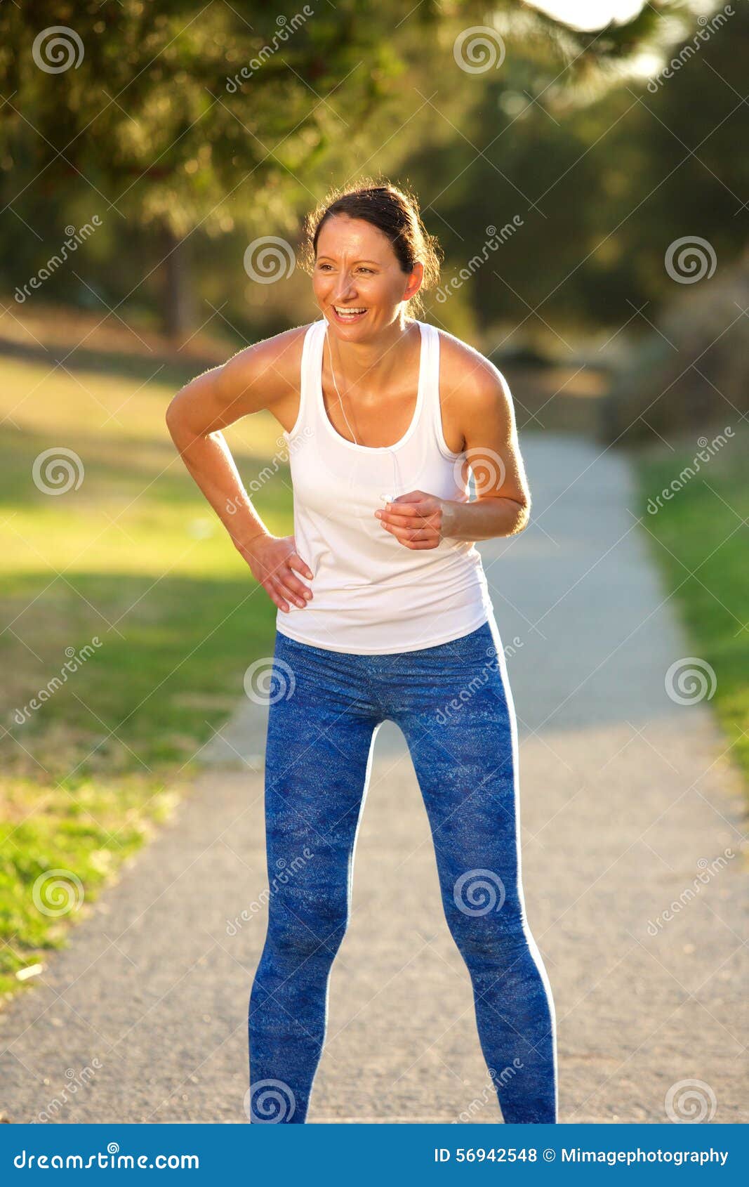 Woman Relaxing after Exercise Workout Stock Photo - Image of blue ...