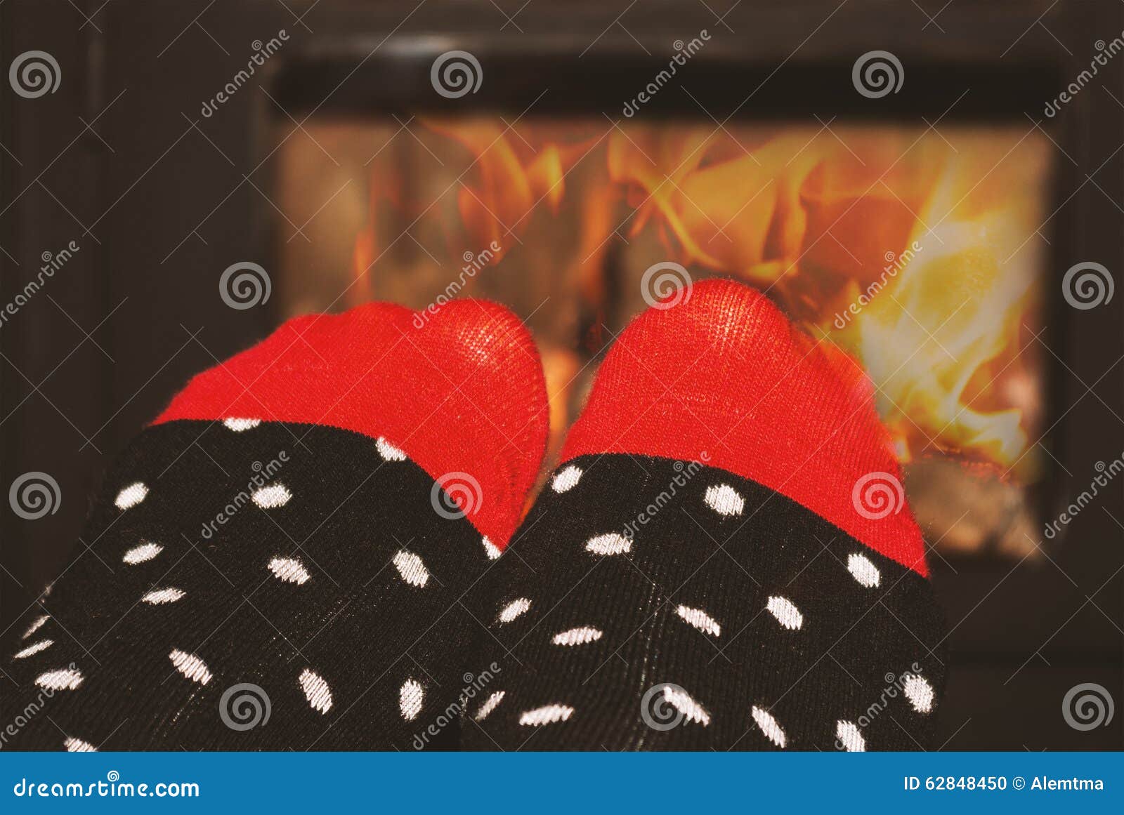 Woman Relaxing in Front of Fireplace Stock Photo - Image of peaceful ...