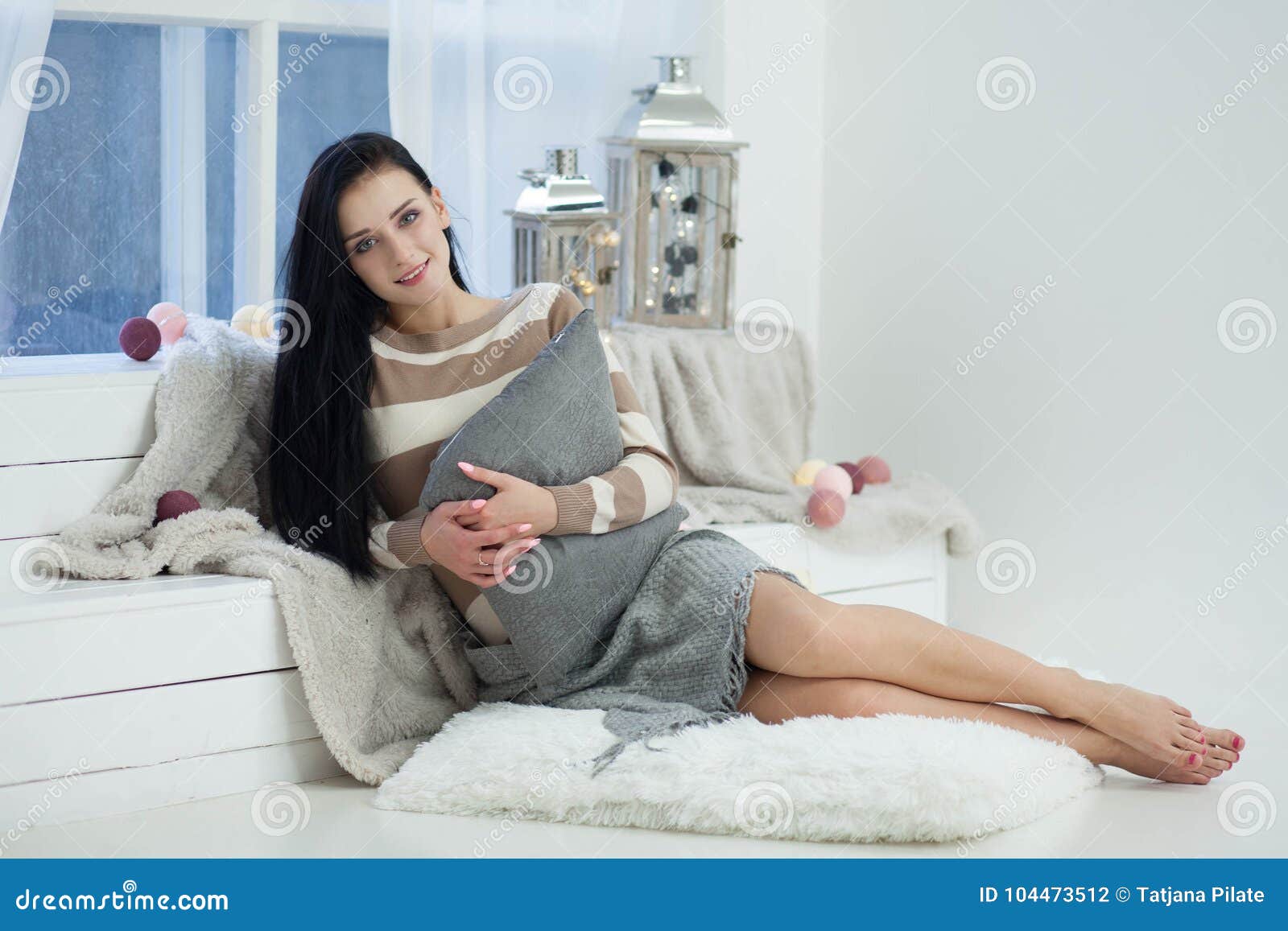 Woman relaxing at home stock photo. Image of indoors - 104473512