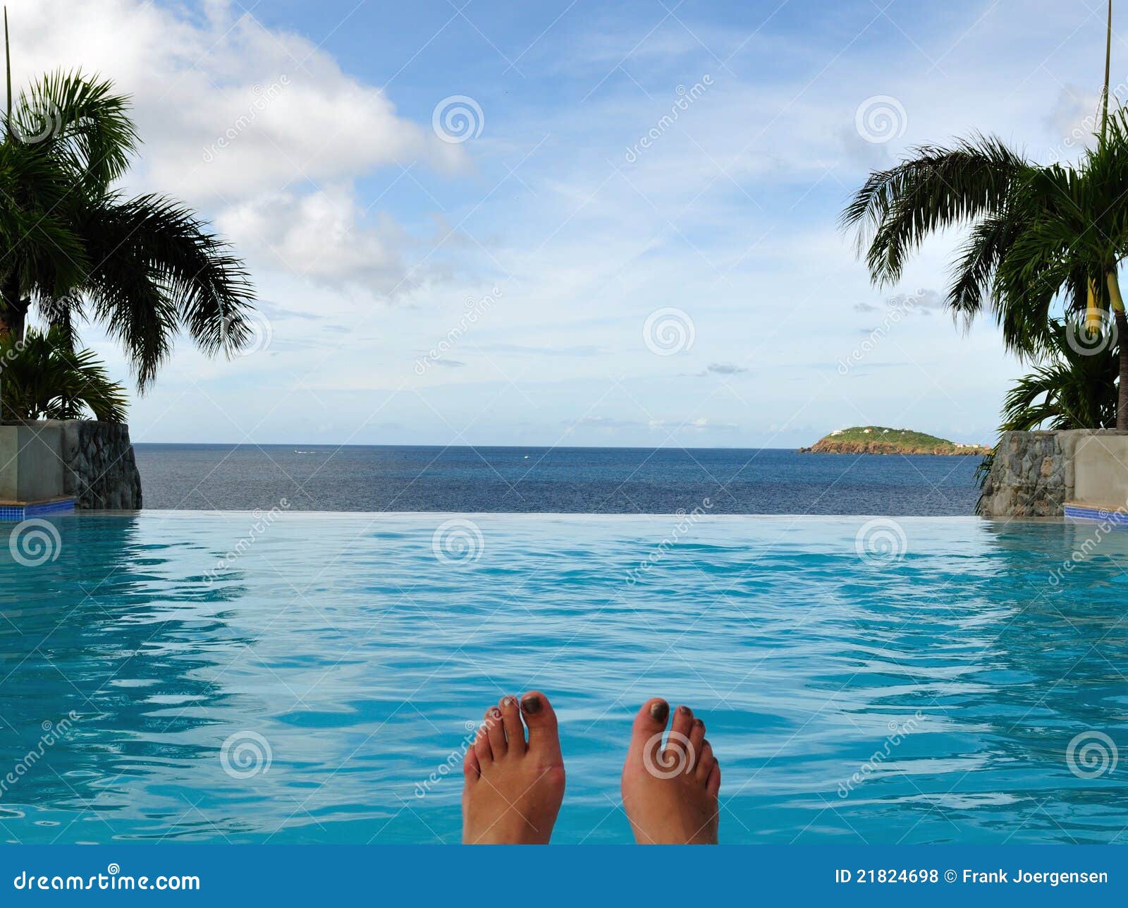 Woman Relaxing at Infinity Pool at Luxury Resort Stock Photo - Image of ...