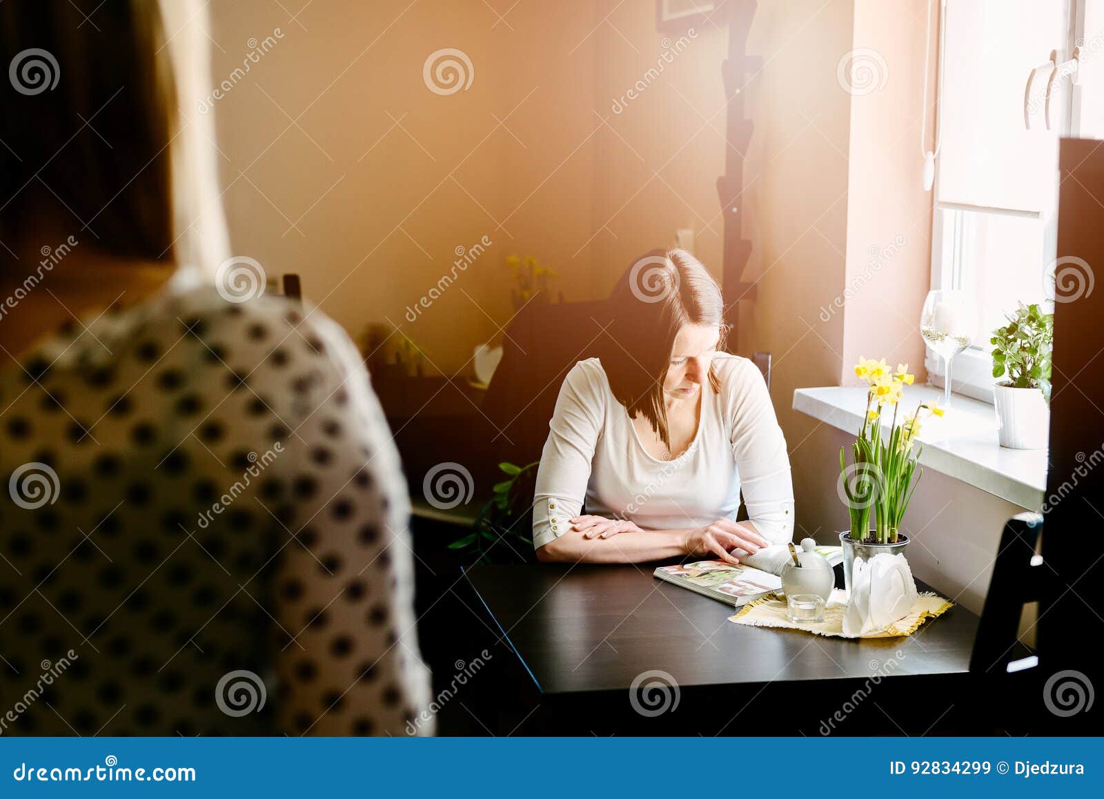 Woman Relaxing and Reading Book Stock Image - Image of relax ...