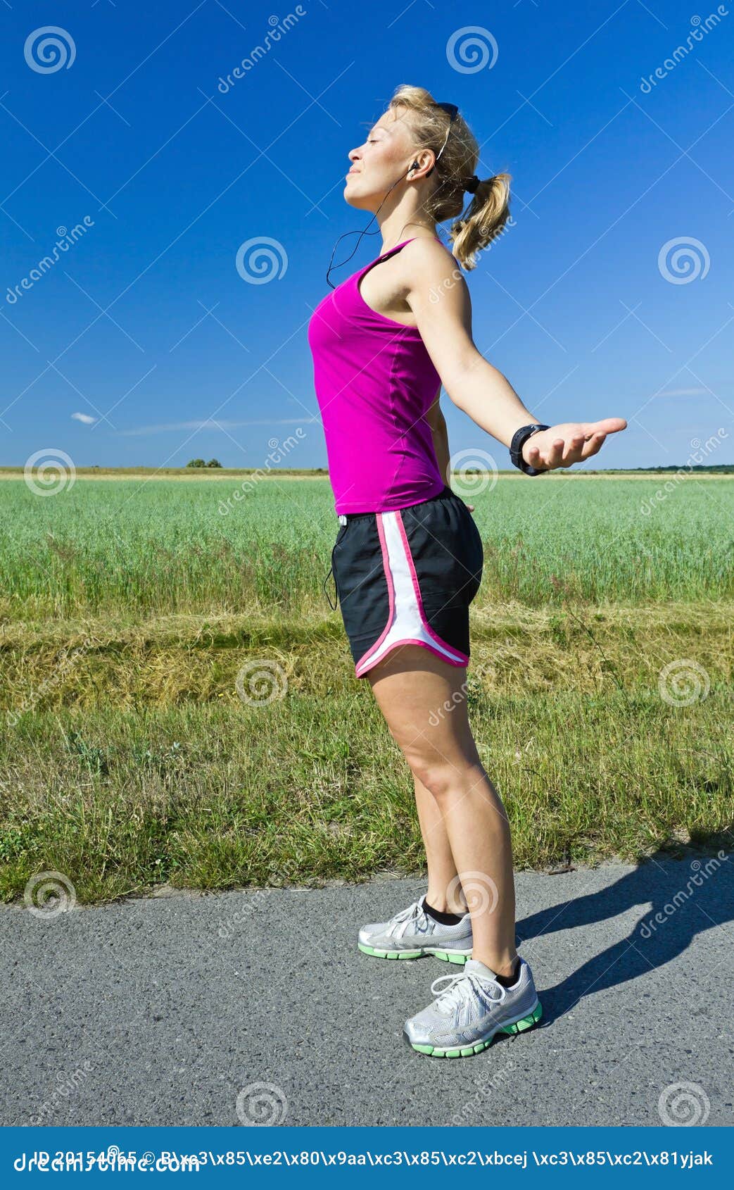 Woman Relaxing after Running Stock Image - Image of beauty, music: 20154065